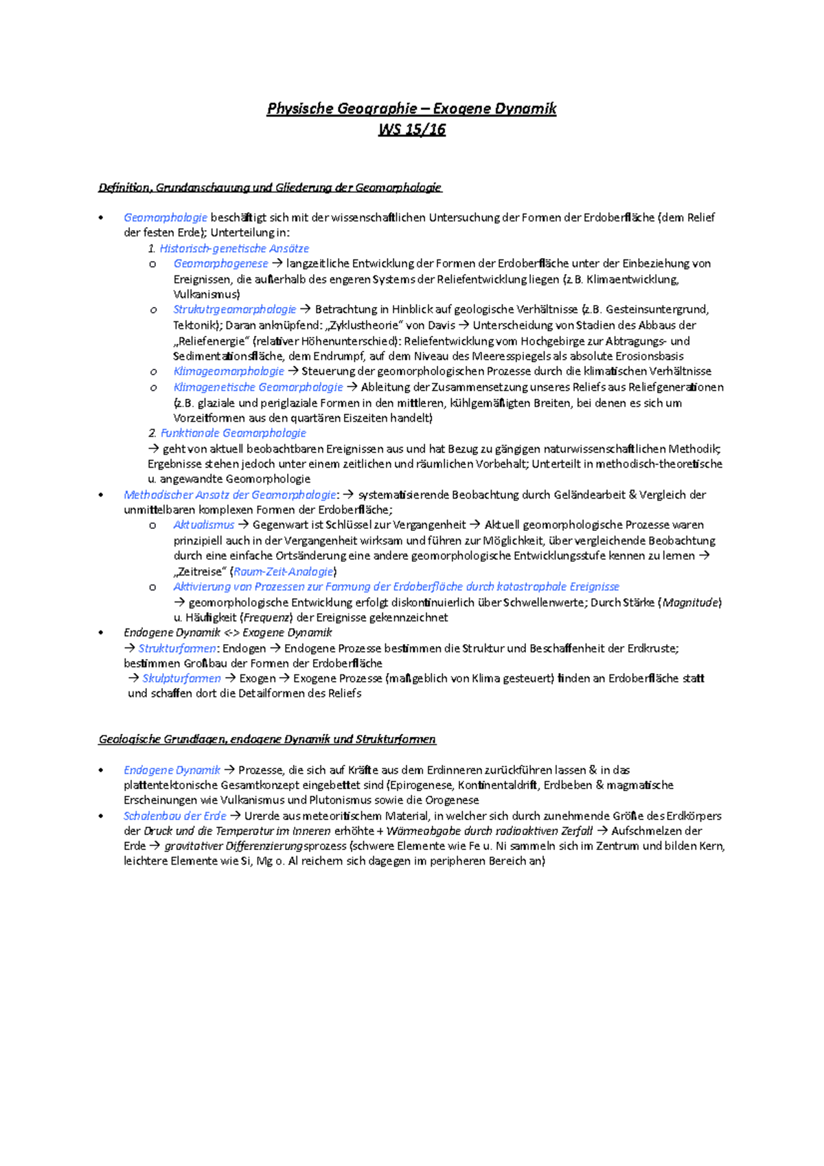 Physische Geographie – Exogene Dynamik - Physische Geographie – Exogene ...