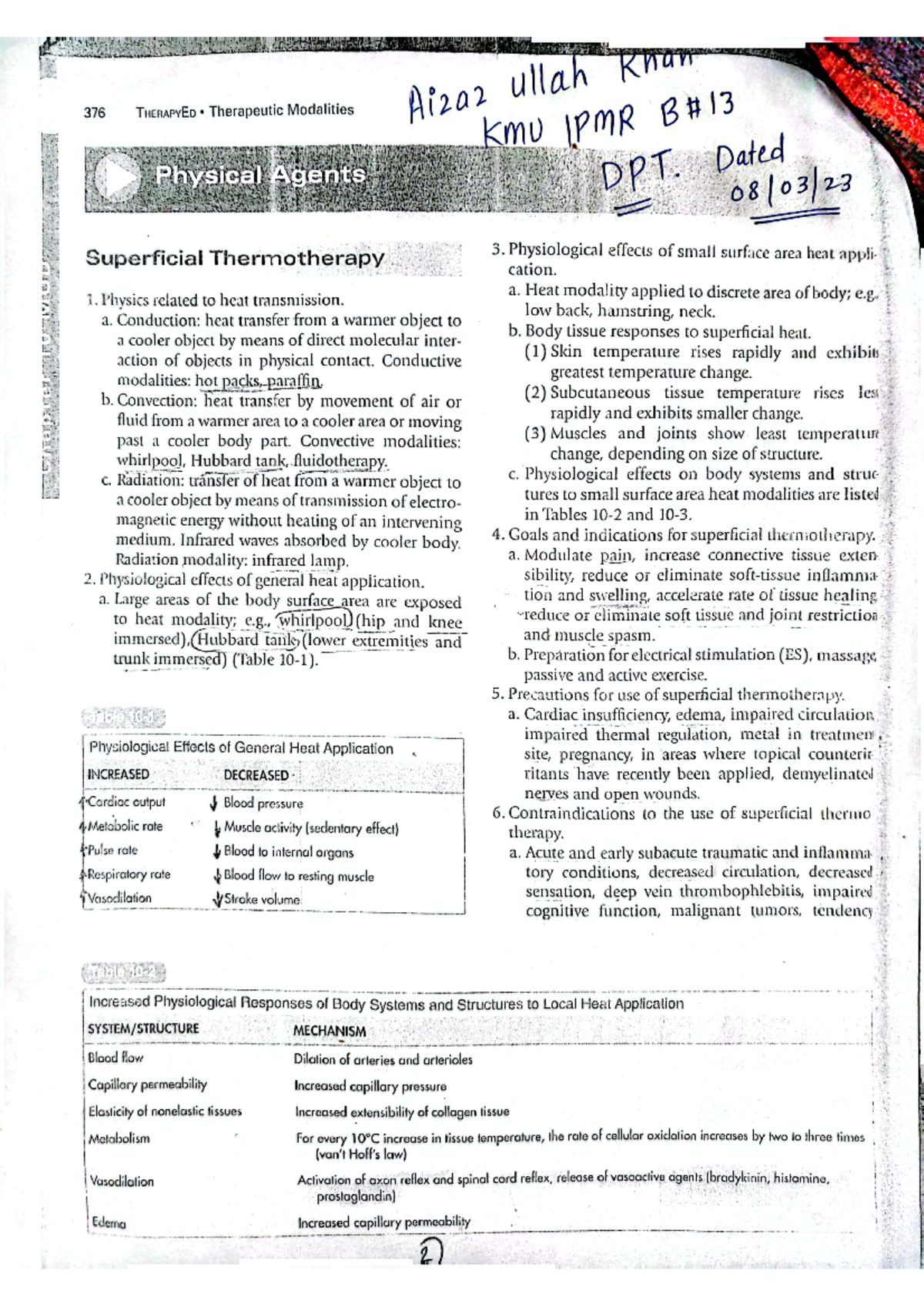 Physical Agent Notes - djsdh - Anatomy Block E - Studocu