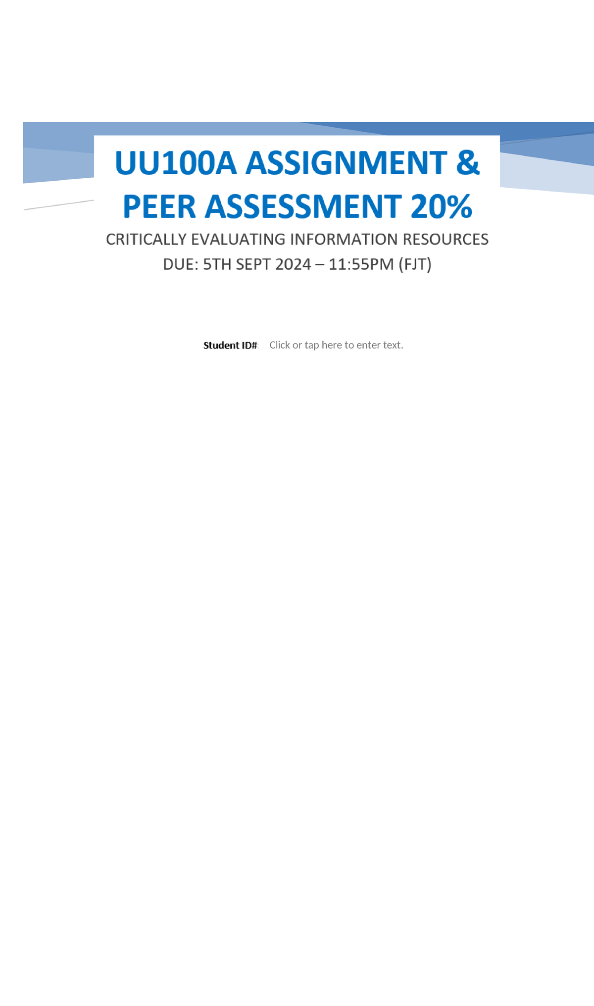 UU100A - Assignment Template - SII-2024-03 - Communications and ...
