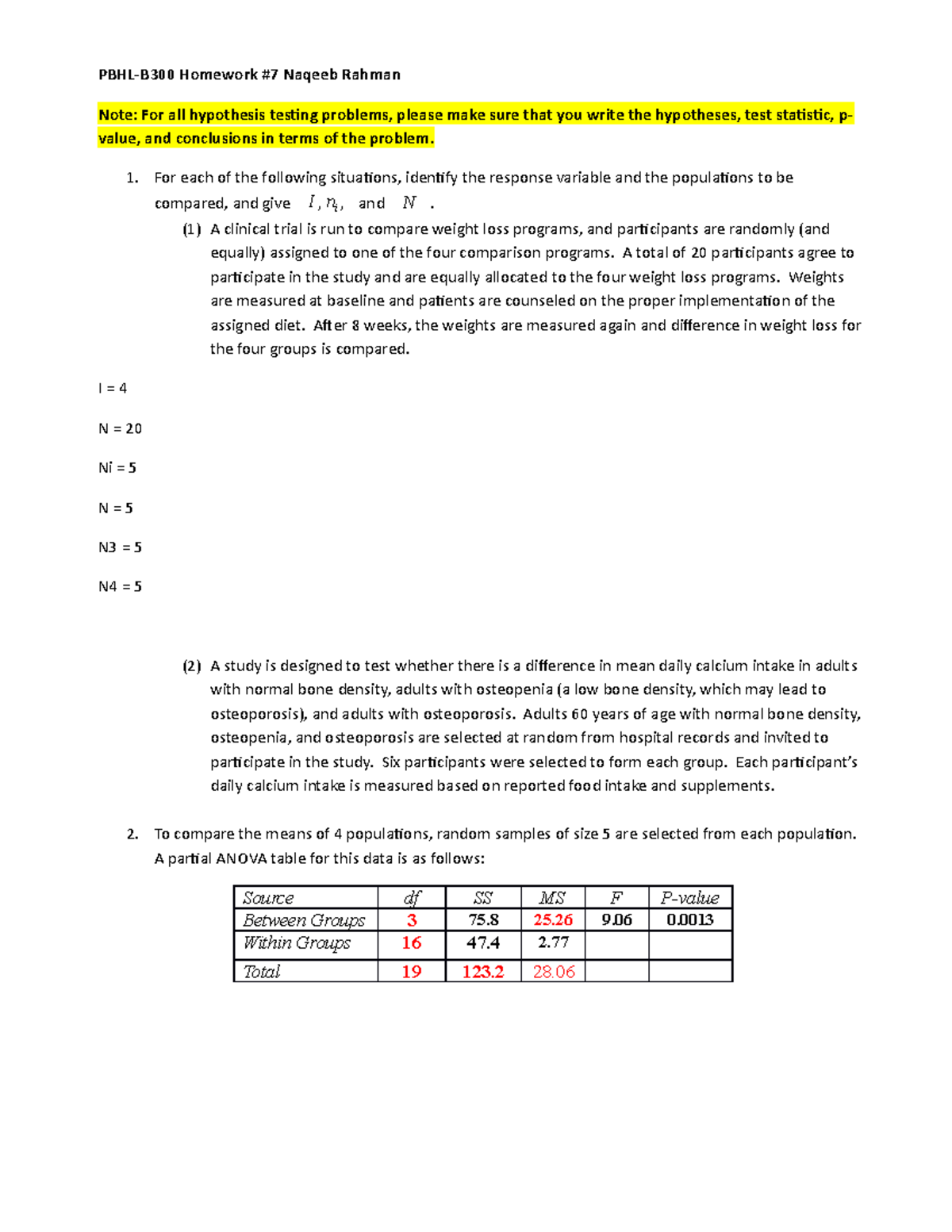 Homework 7 for biostats - Homework Naqeeb Rahman Note: For all ...