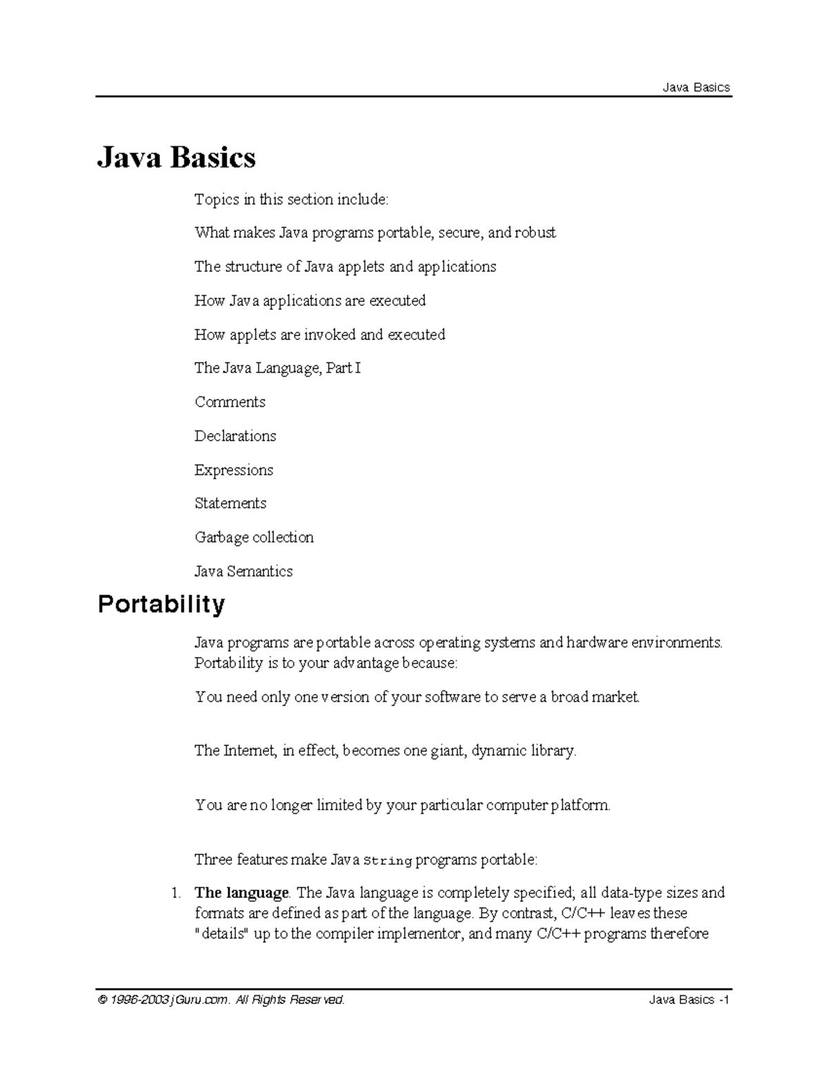 Java Basics-notes - Java - © 1996-2003 jGuru. All Rights Reserved. Java ...