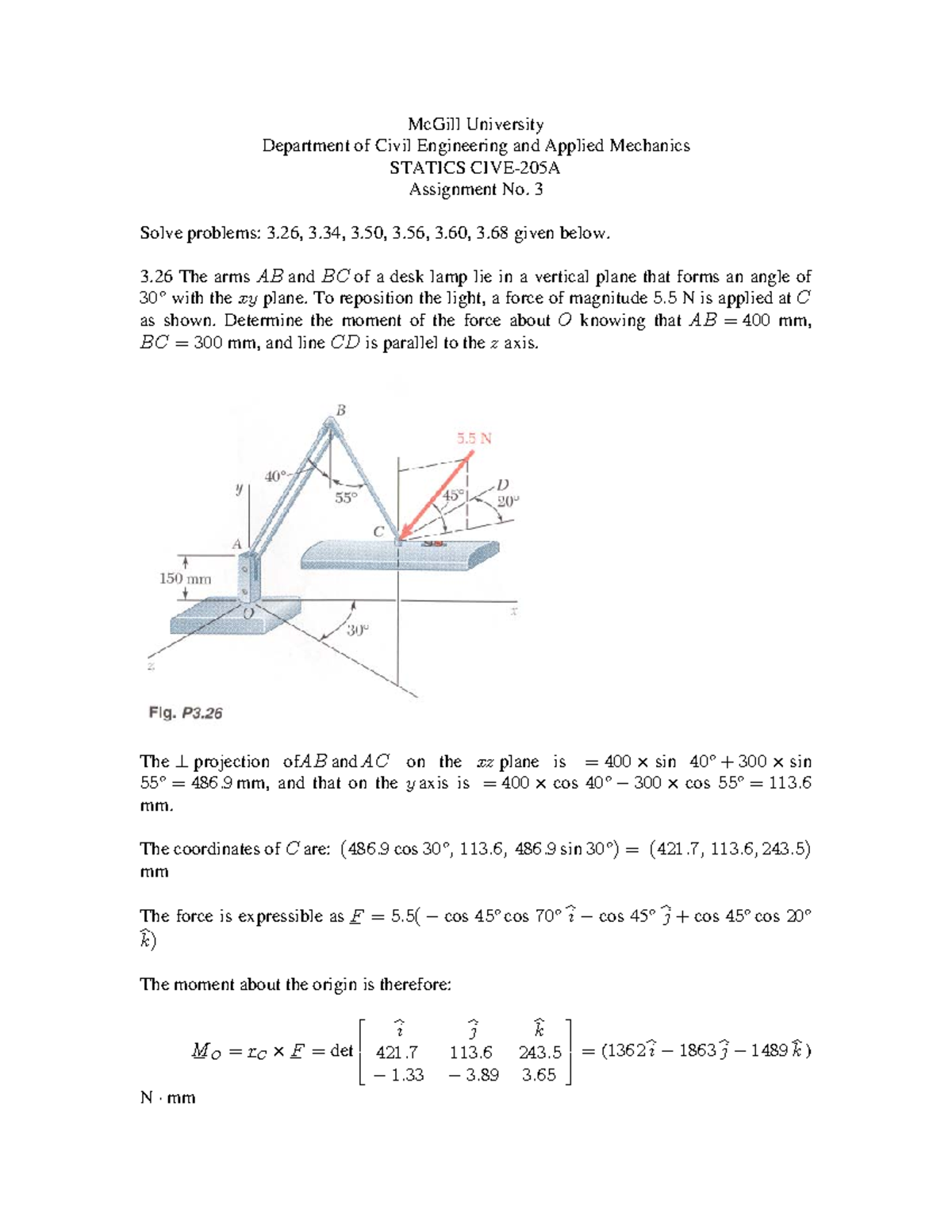 Assignment 3 Sol - McGill University Department of Civil Engineering and Applied Mechanics ...