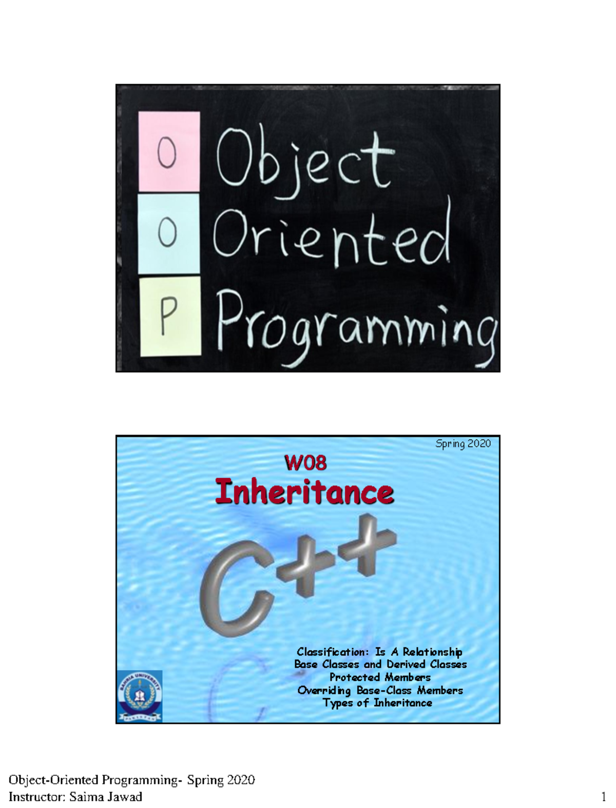 W08 Inheritance - Journal - Object-Oriented Programming- Spring 2020 1 ...