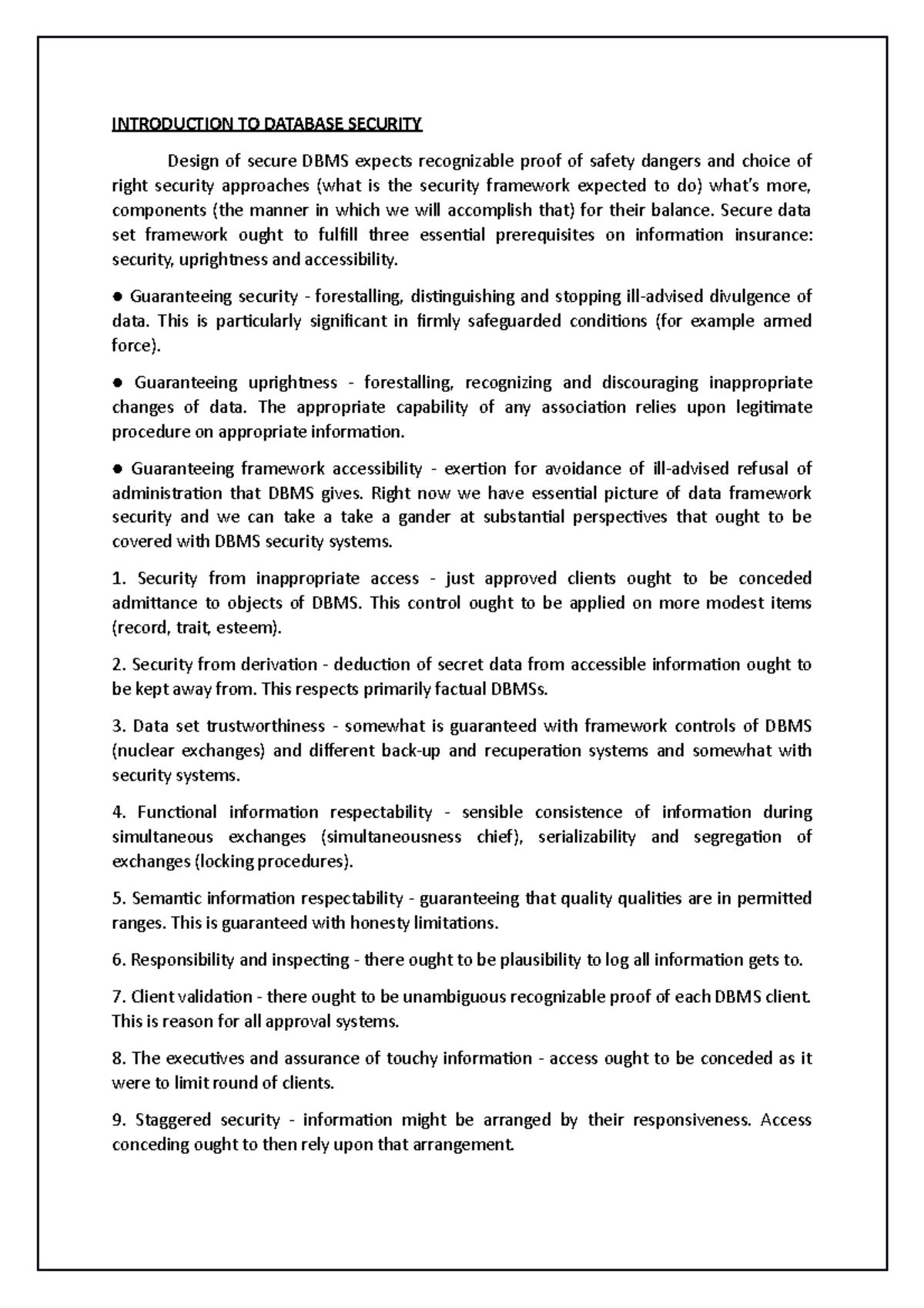 Database Security Measures - INTRODUCTION TO DATABASE SECURITY Design ...