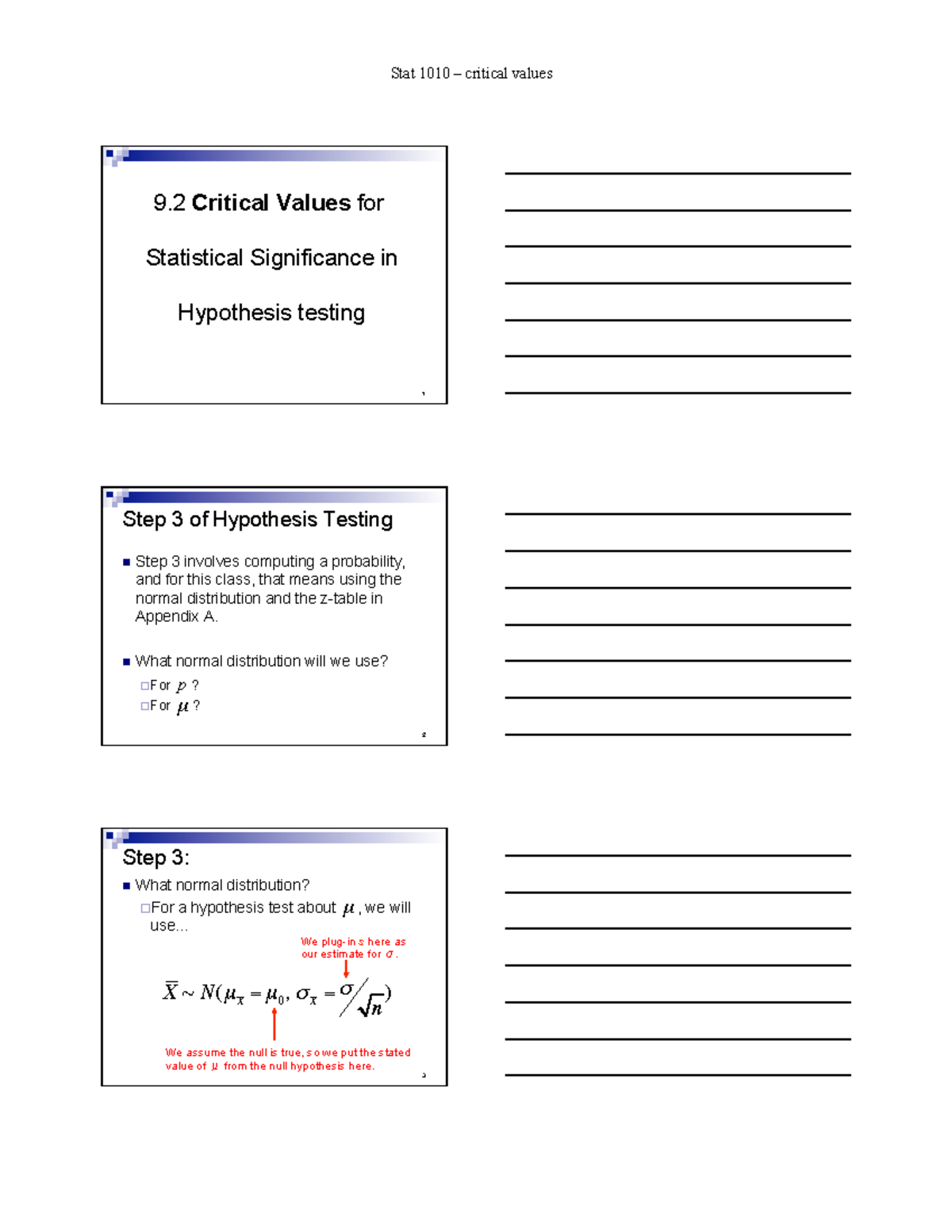 Section 9 - Maths - 1 9 Critical Values for Statistical Significance in ...
