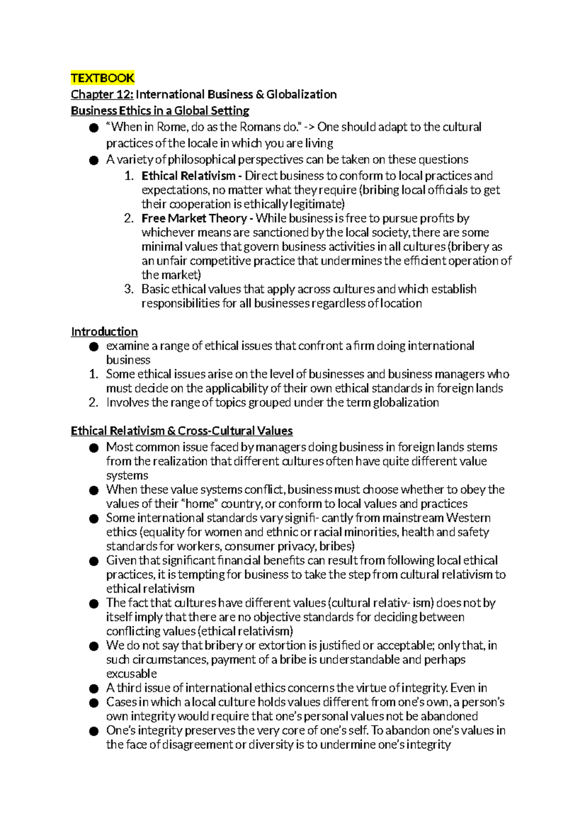 CSR - Module 9 - CSR Notes - TEXTBOOK Chapter 12: International ...