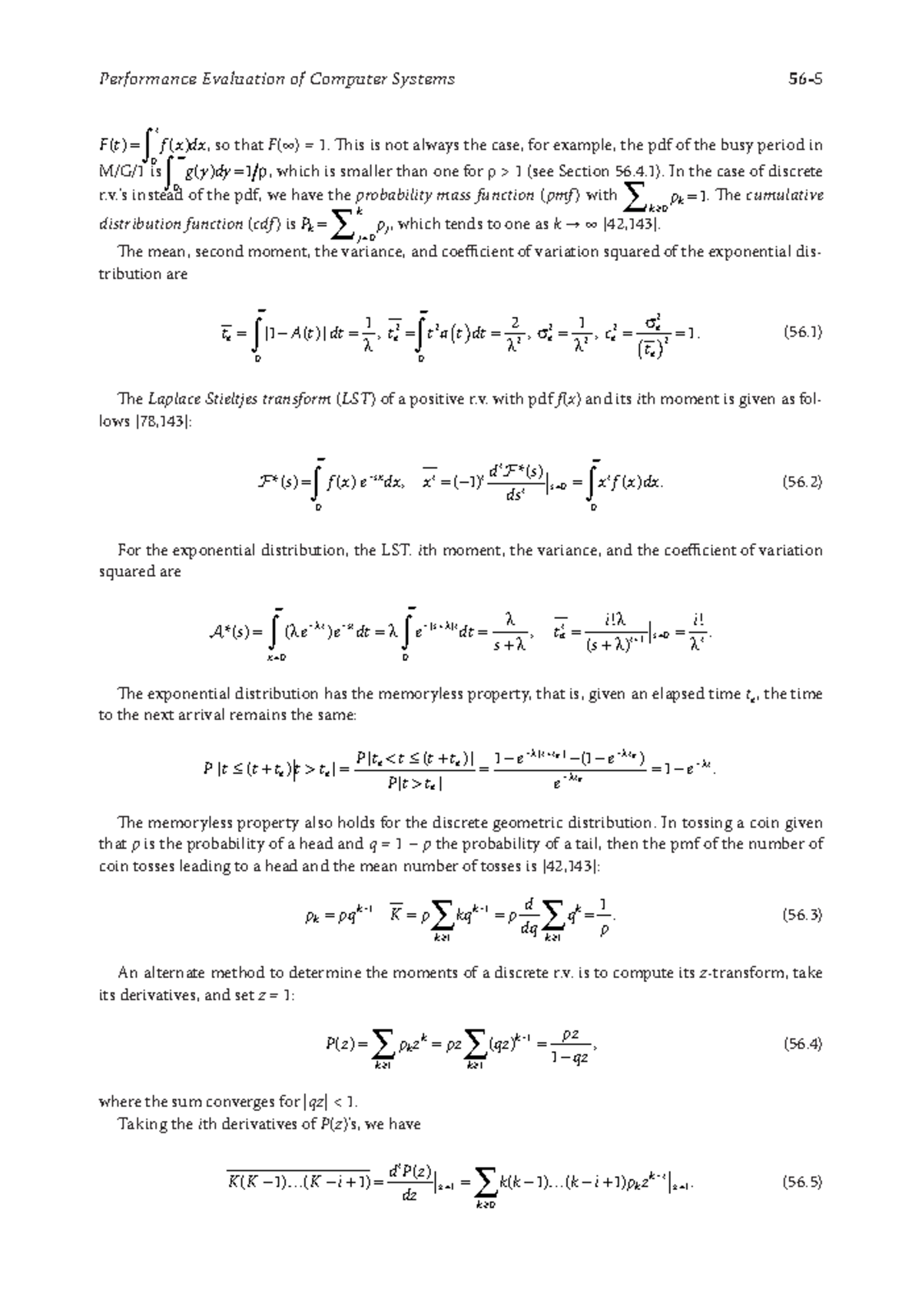Computing Handbook Cse 18 Performance Evaluation Of Computer Systems 56 5 F T F X Dx T
