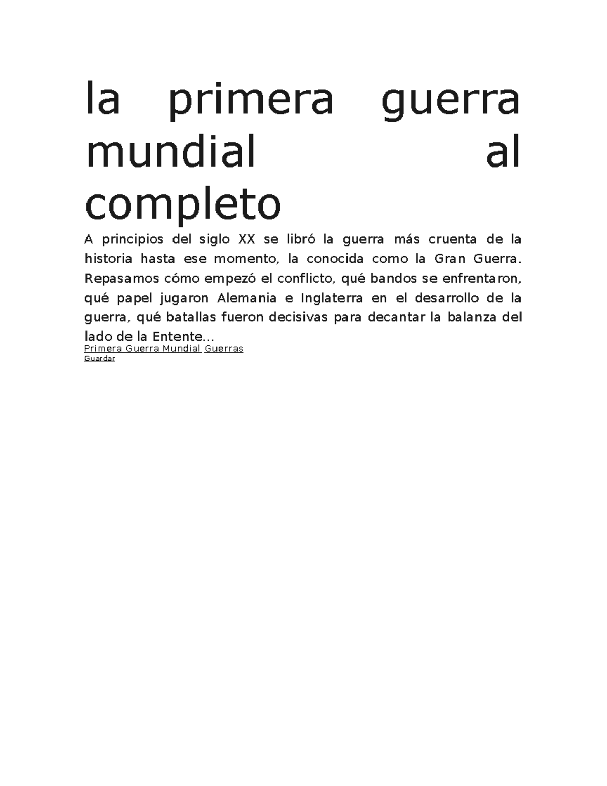 Primera guerra mundial - la primera guerra mundial al completo A principios del siglo XX se ...