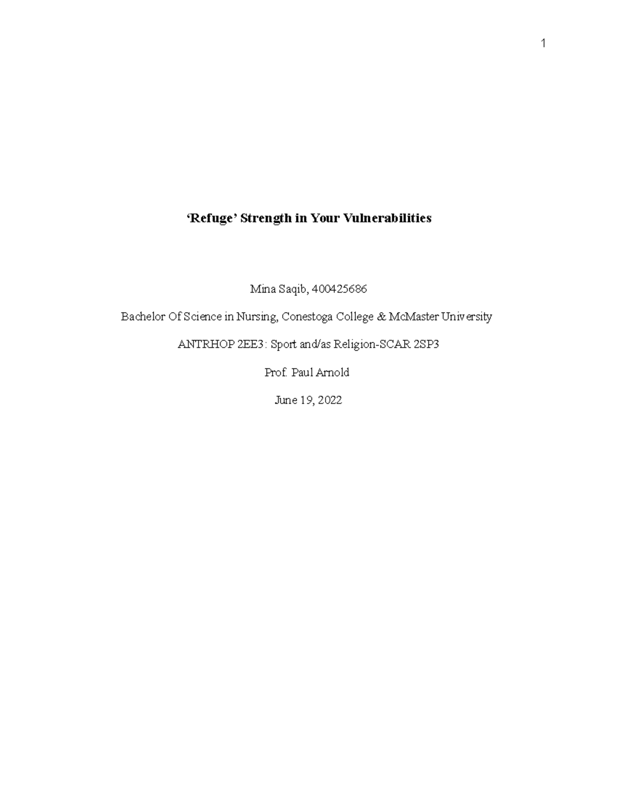 Film Review Assignment-Mina Saqib - ‘Refuge’ Strength in Your ...