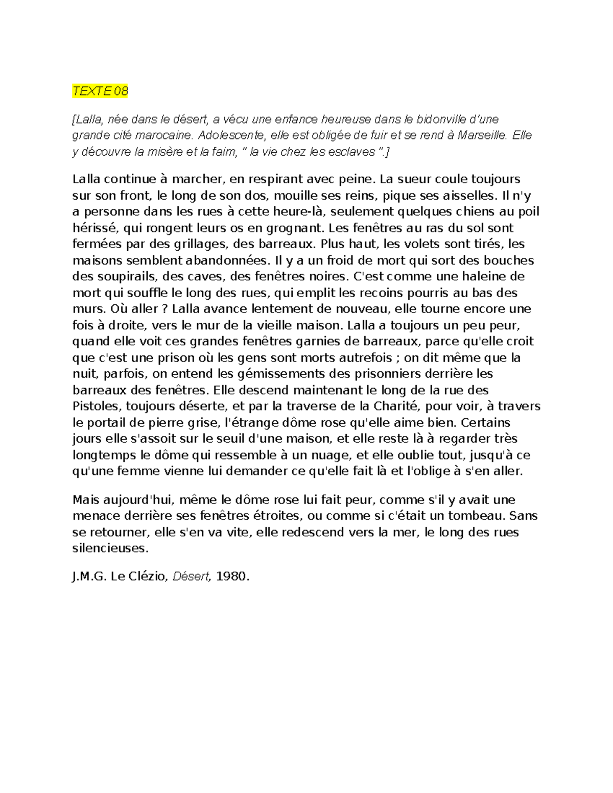 Textes francais - TEXTE 08 [Lalla, née dans le désert, a vécu une ...