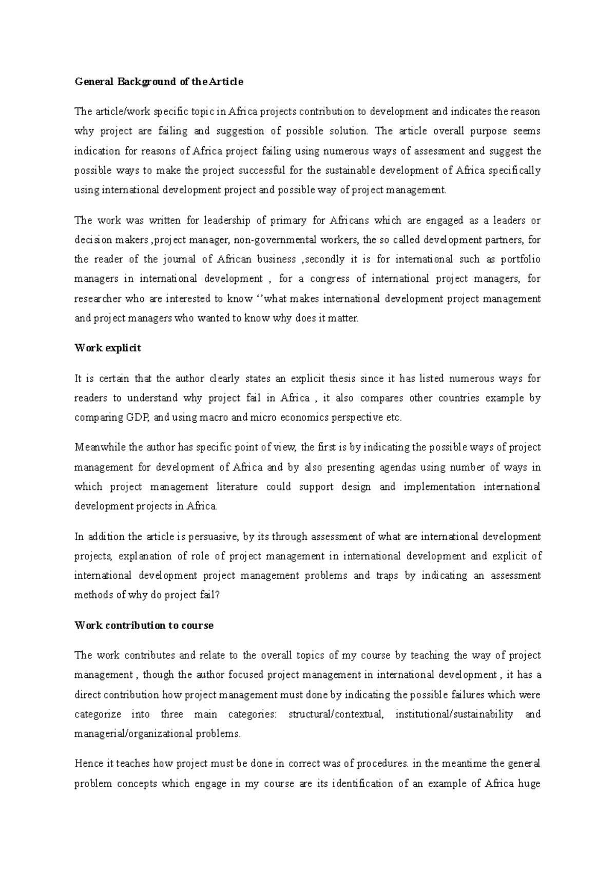 General Background of the Article - The article overall purpose seems ...