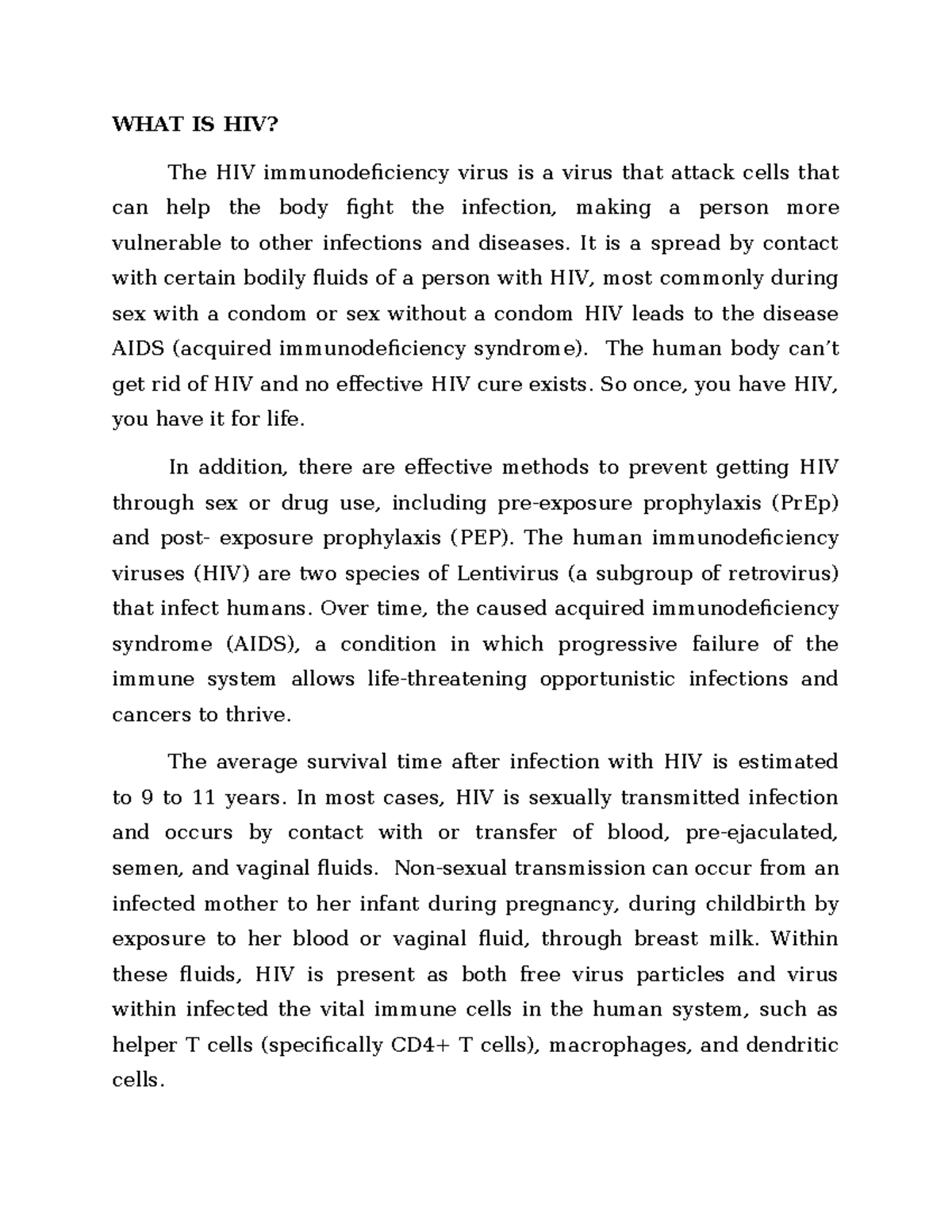 HIV AND AIDS - Summary bachelor of secondary education - WHAT IS HIV ...