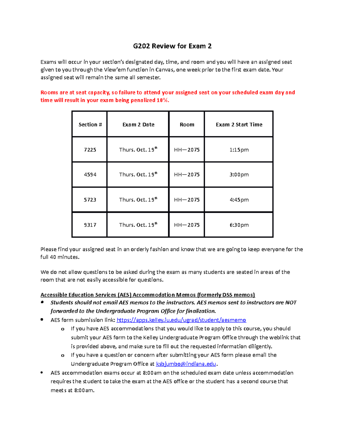 Exam 2 Review- G202 - G202 Review for Exam 2 Exams will occur in your ...