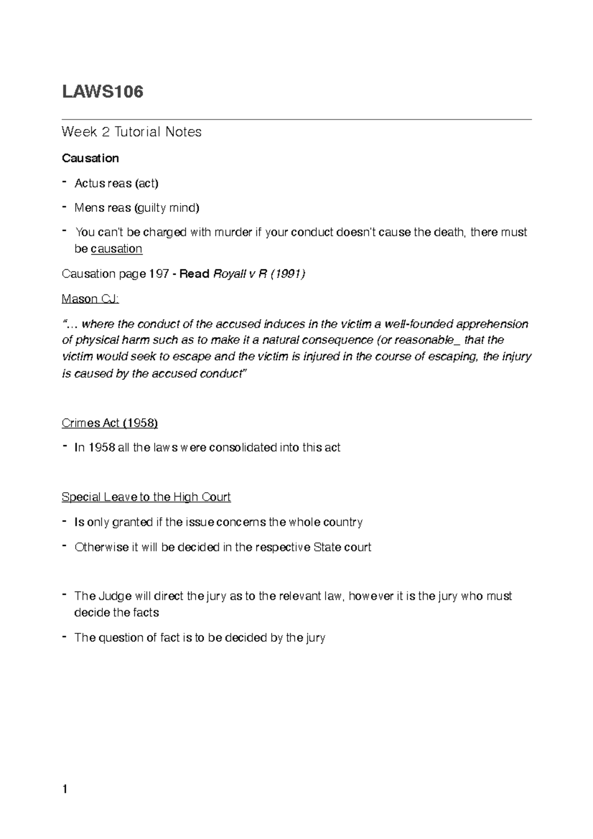 wk2-causation-laws-week-2-tutorial-notes-causation-actus-reas