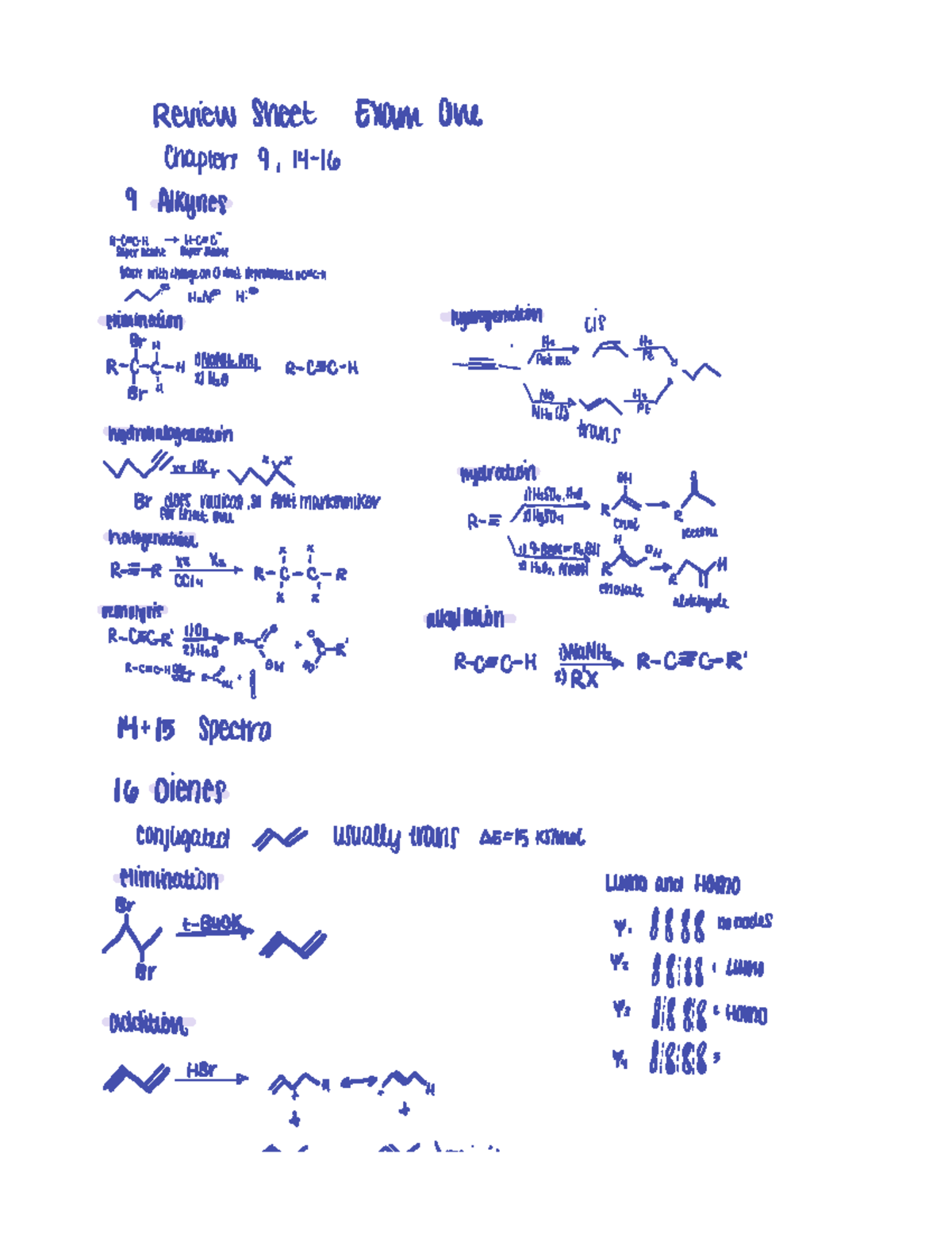 Orgo 2 Exam One Review Paper - Review Sheet Exam One Chapters 9,14 16 9 ...
