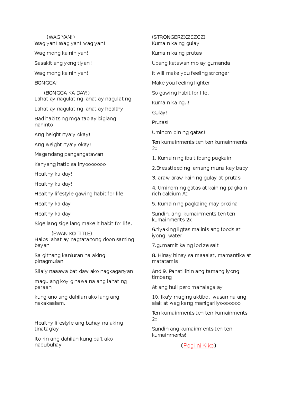 Nutri-jingle - this isn’t meant to come off as criticism, but you ...