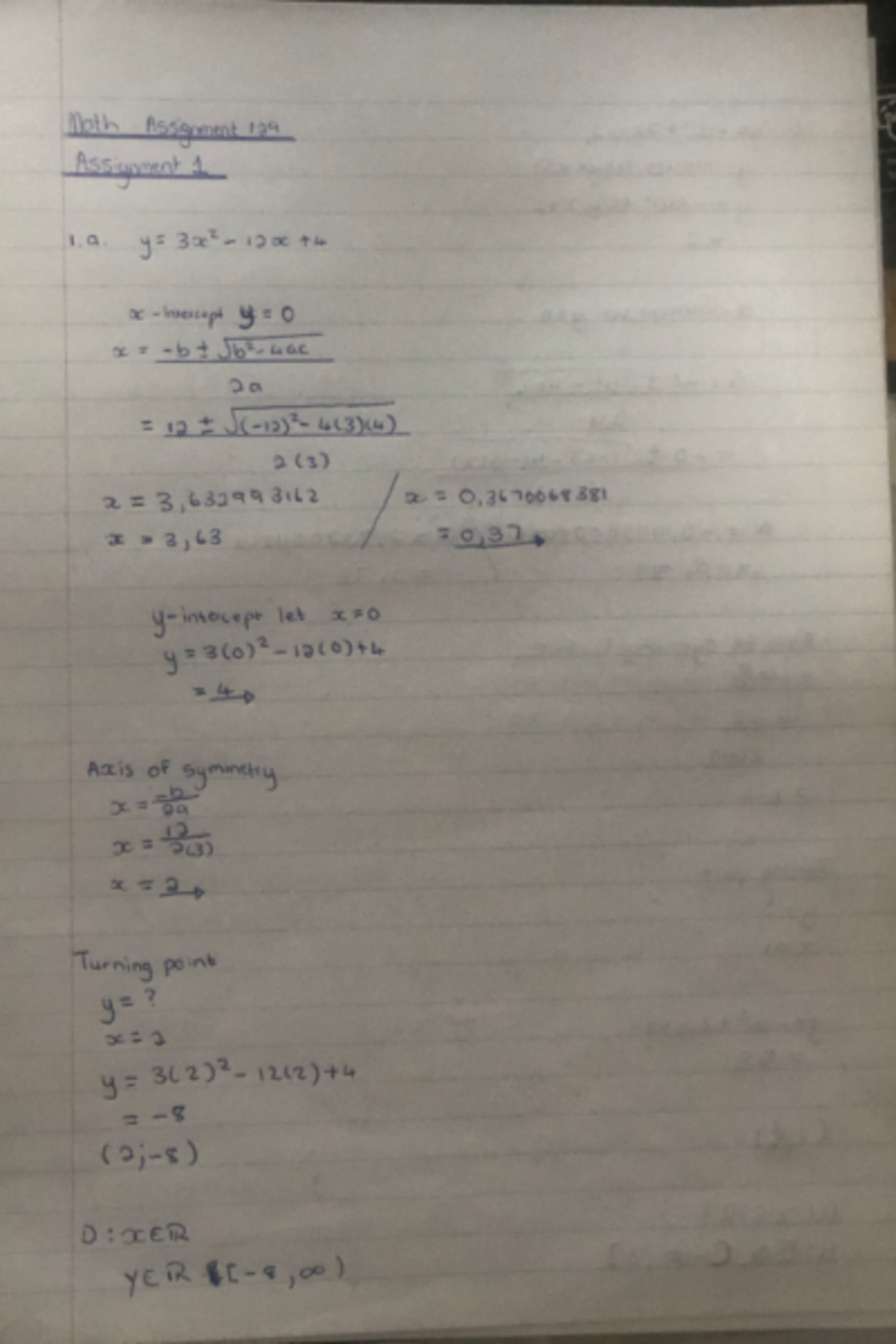 Math 129 assignment 1 - MATH121 - Studocu