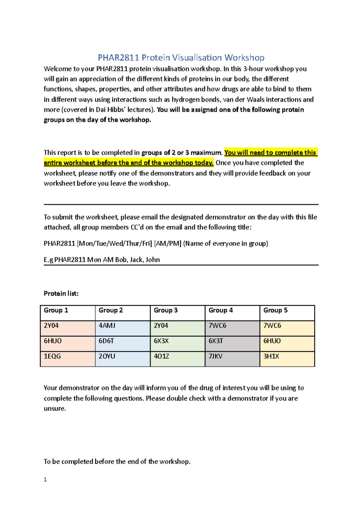 2023 PHAR2811 Protein Visualisation Worksheet-3 - PHAR2811 Protein Visualisation Workshop ...