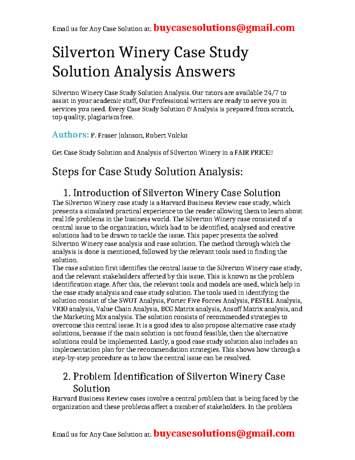 Silverton Winery Case Study Solution Analysis - Our tutors are available 24/7 to assist in your ...