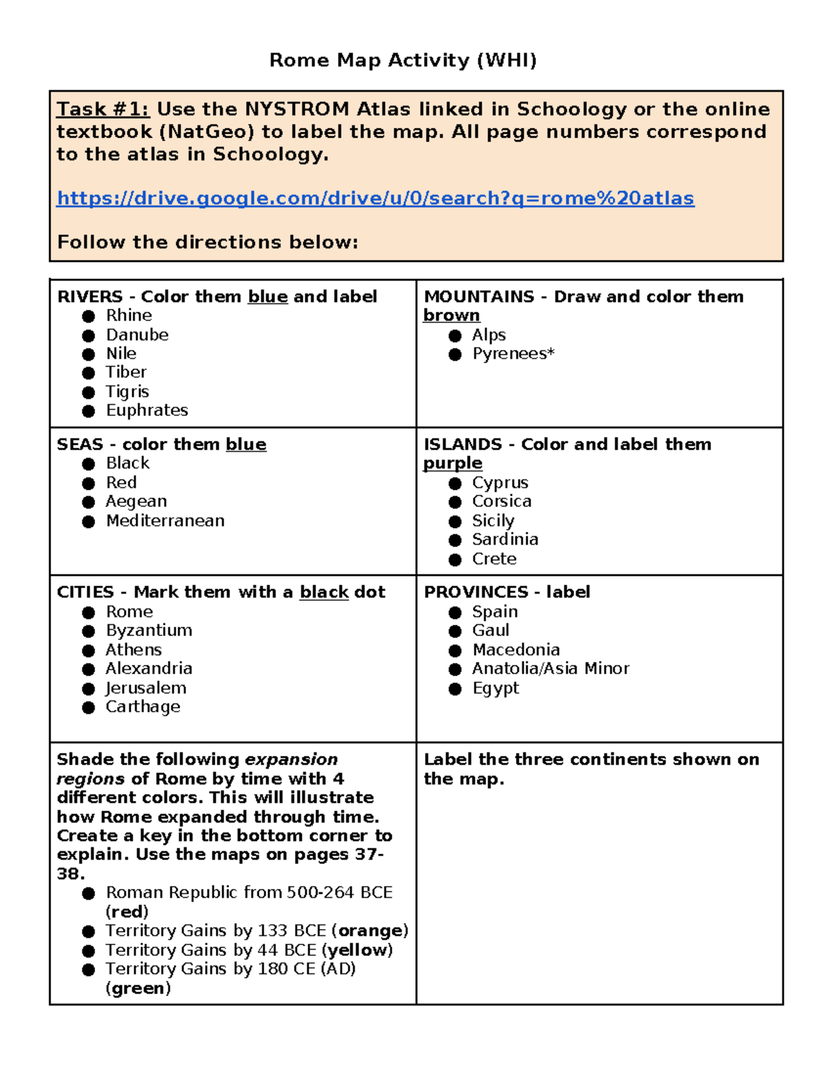 Rome Map Activity WHI - hiejnoreoijorwijr - Rome Map Activity (WHI ...