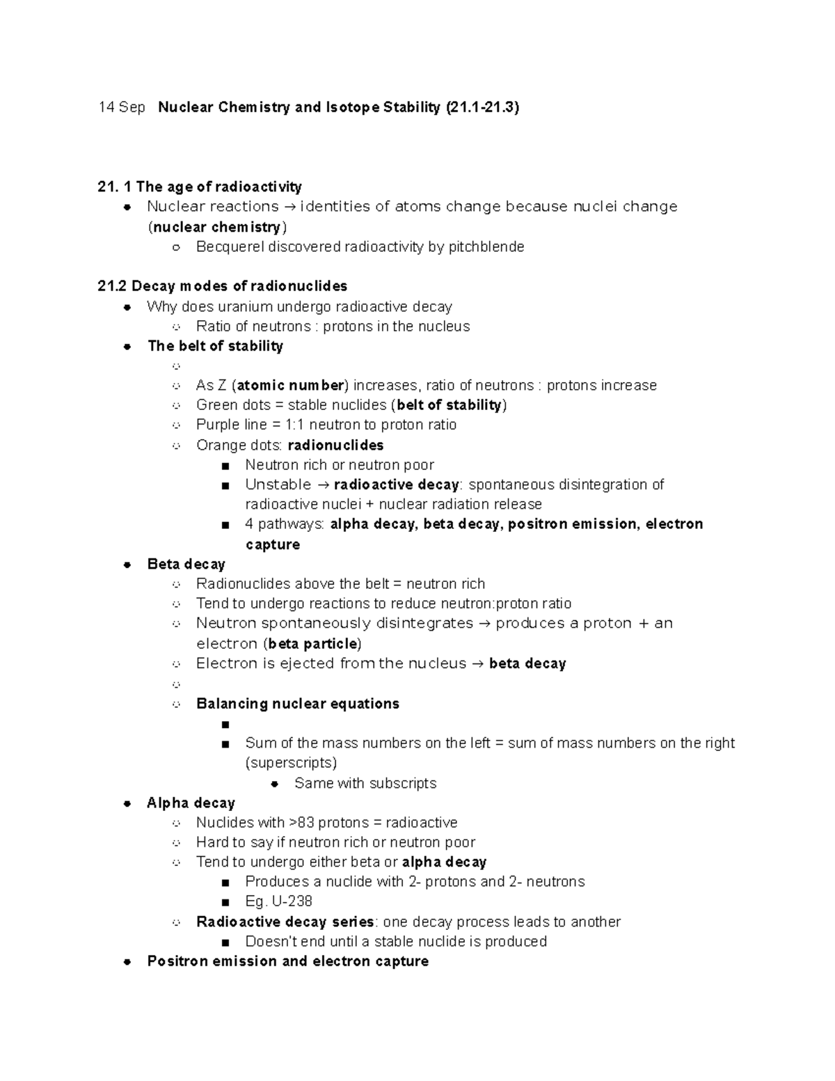 TB 21.1-21.3 Nuclear Chemistry and Isotope Stability - 14 Sep Nuclear ...