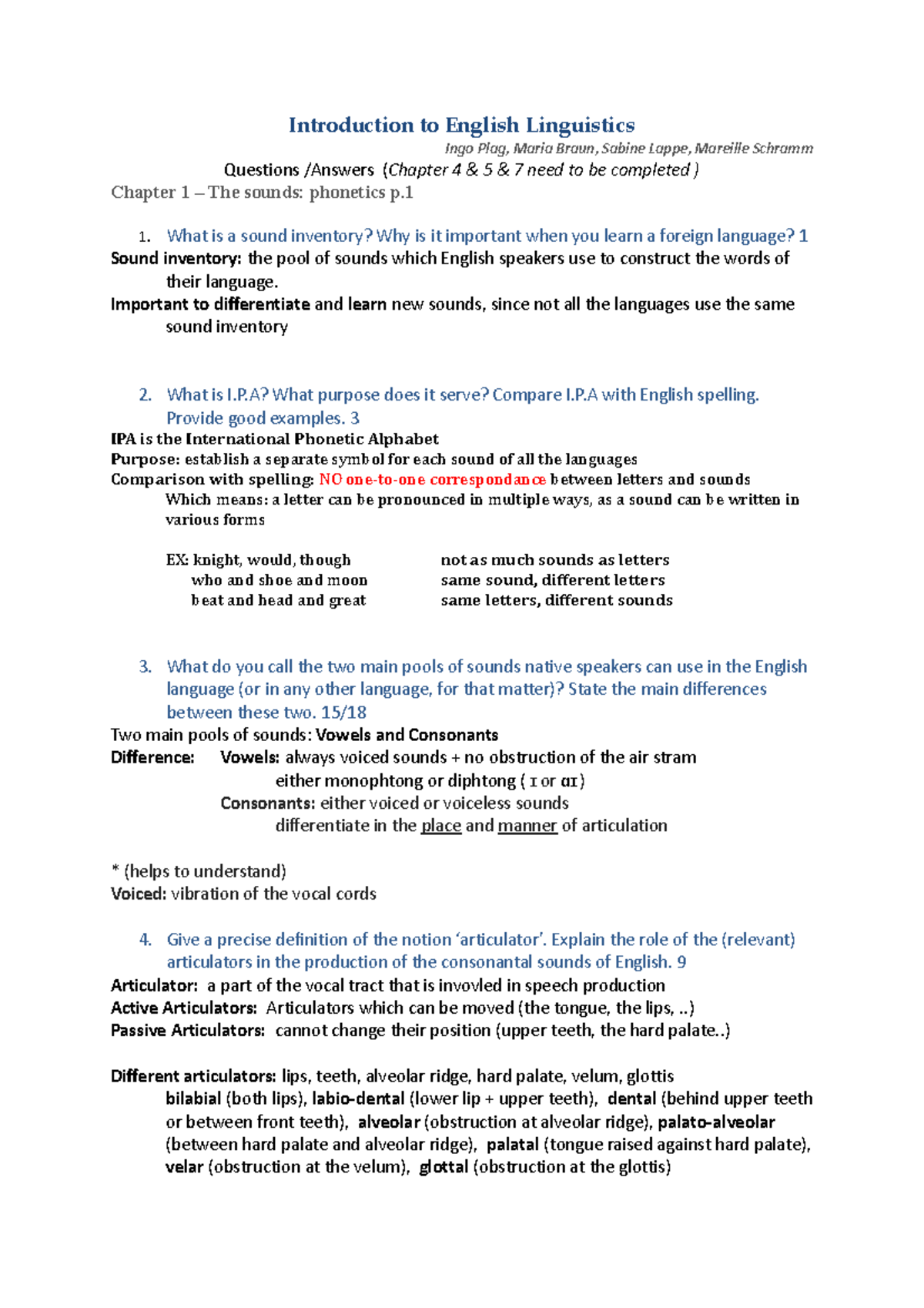 Plag - Exam Answers - Complete- PDF - Introduction to English ...