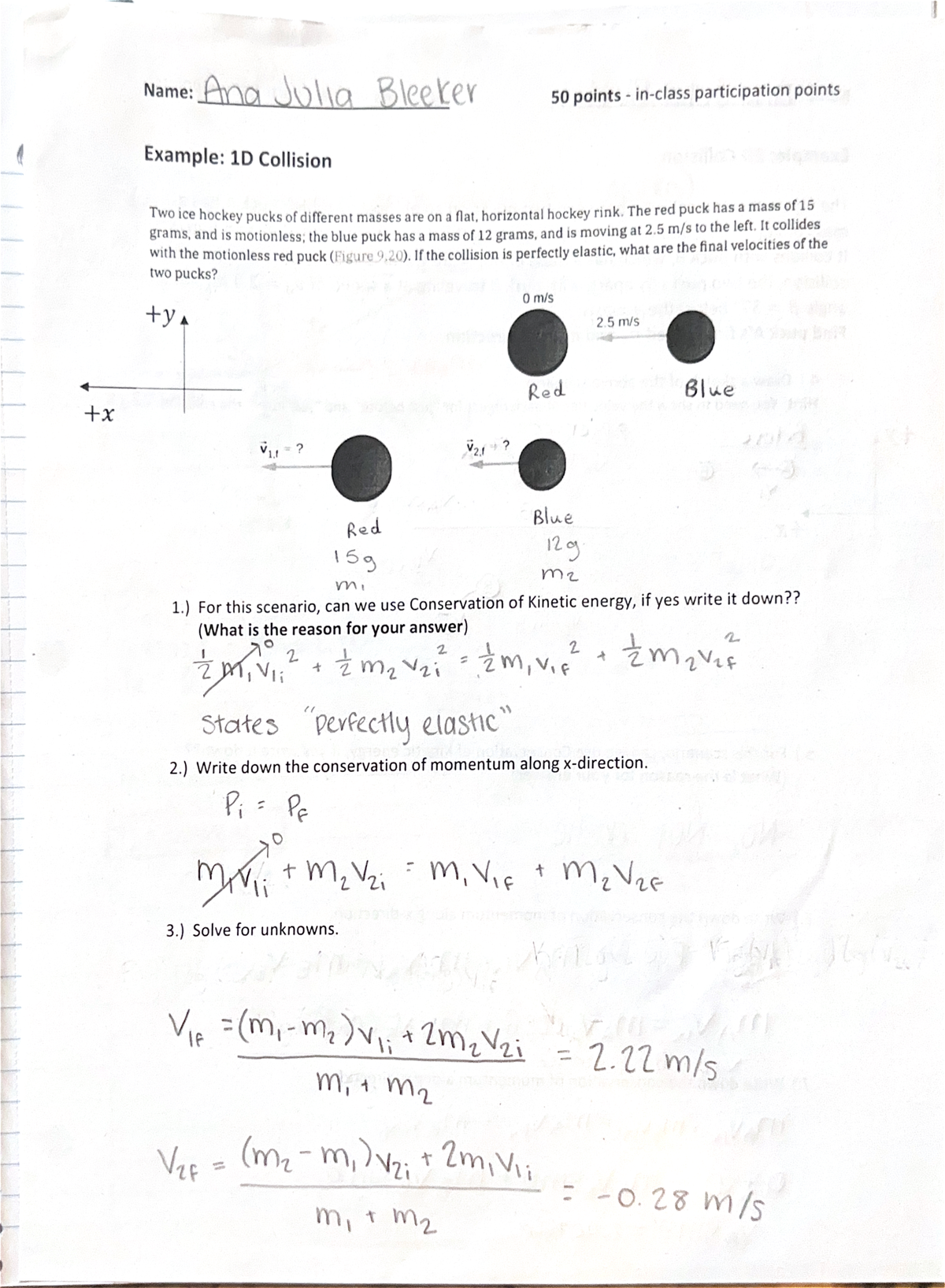 1D and 2D collision examples - PHYS 1251 - Studocu