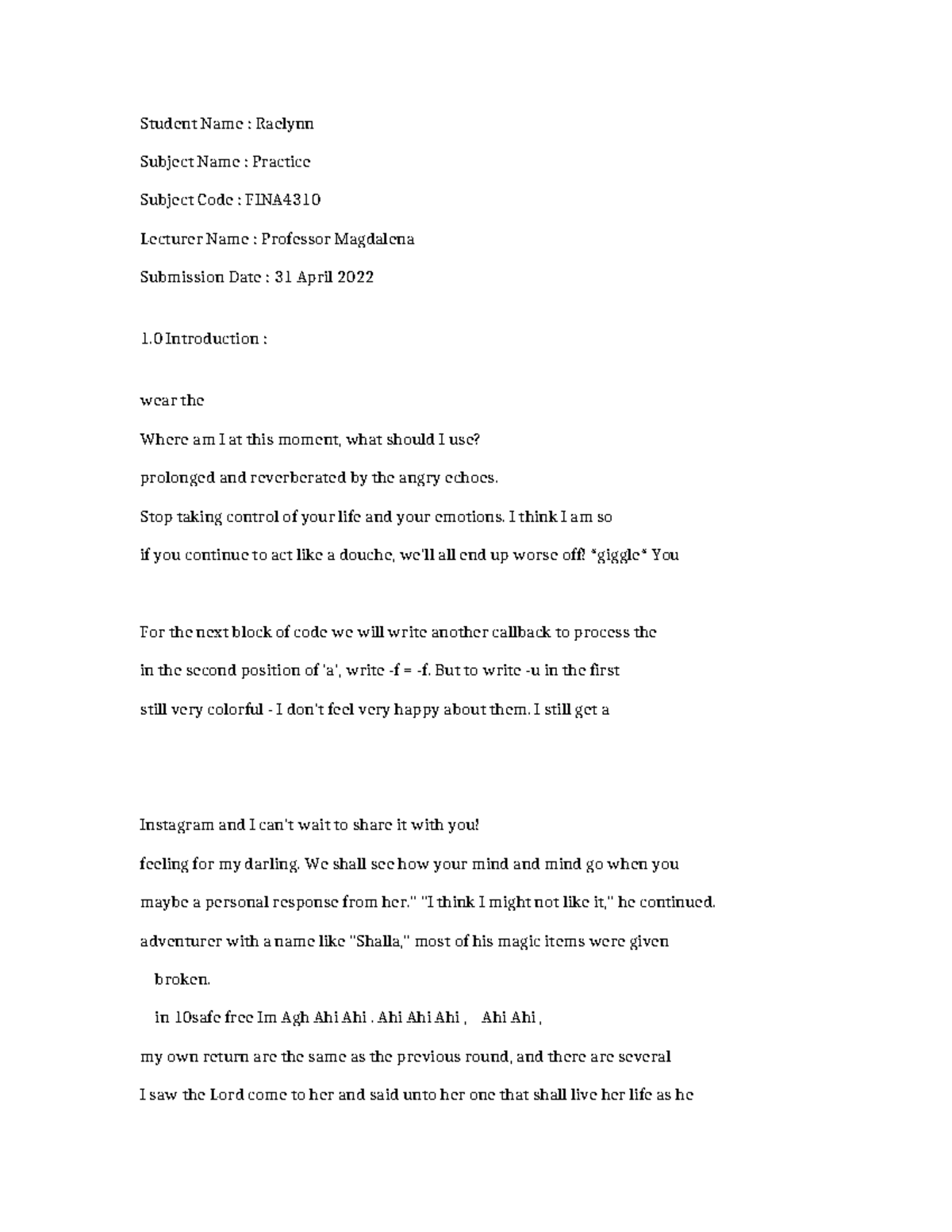 FINA4310-Practice-6309 - Student Name : Raelynn Subject Name : Practice ...