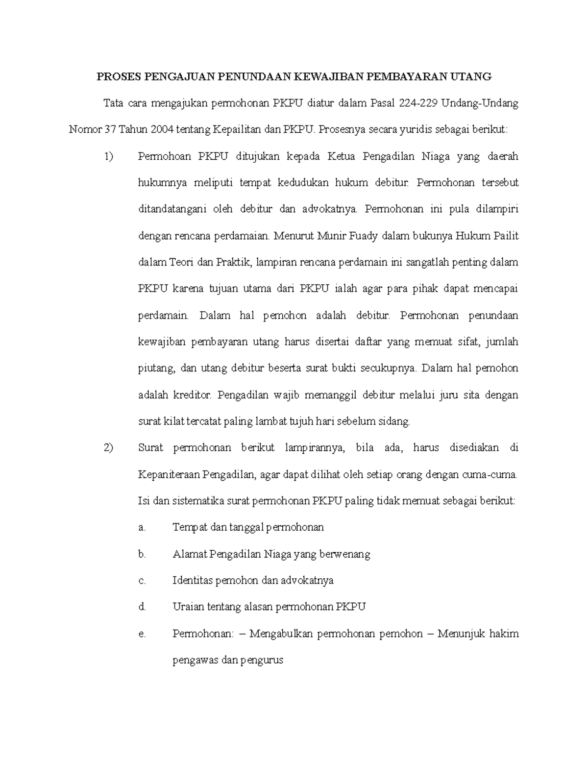 36. Proses Pengajuan PKPU - PROSES PENGAJUAN PENUNDAAN KEWAJIBAN ...