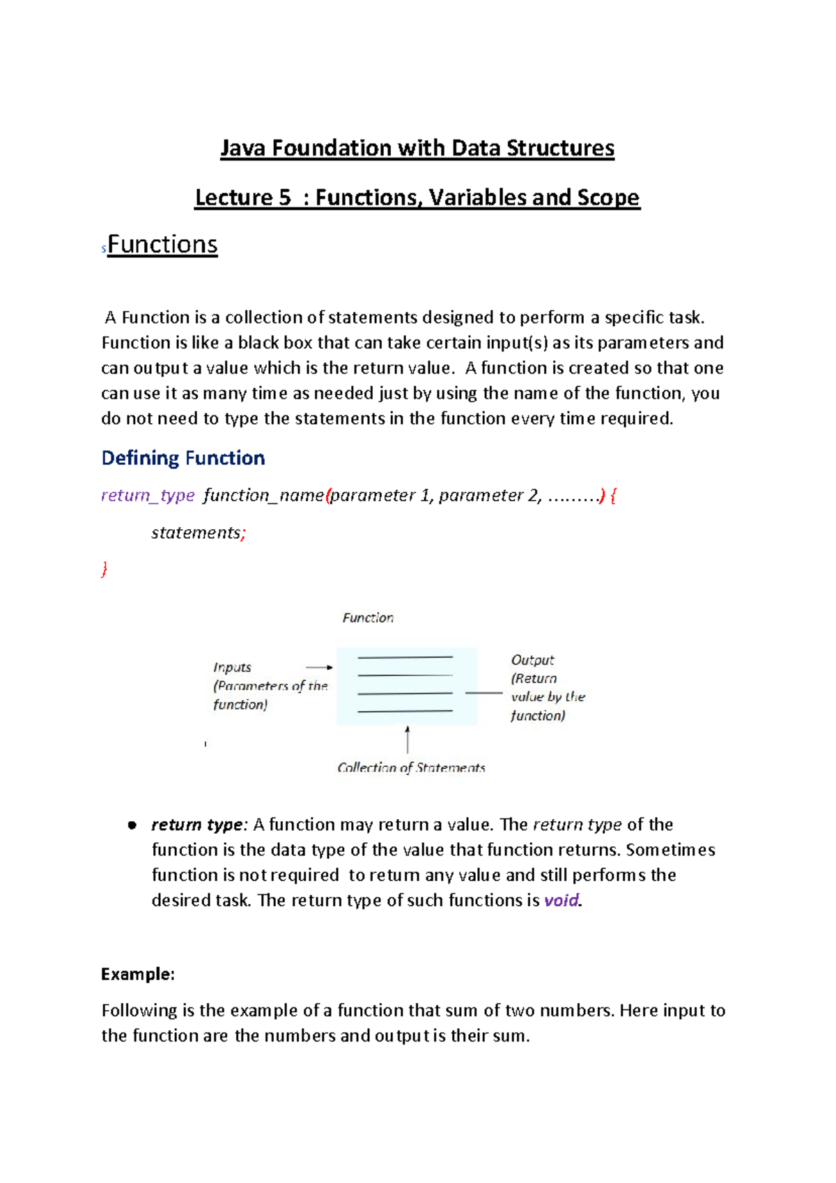 Functions Java Summary Data Structure And Algorithm Java Foundation 9669