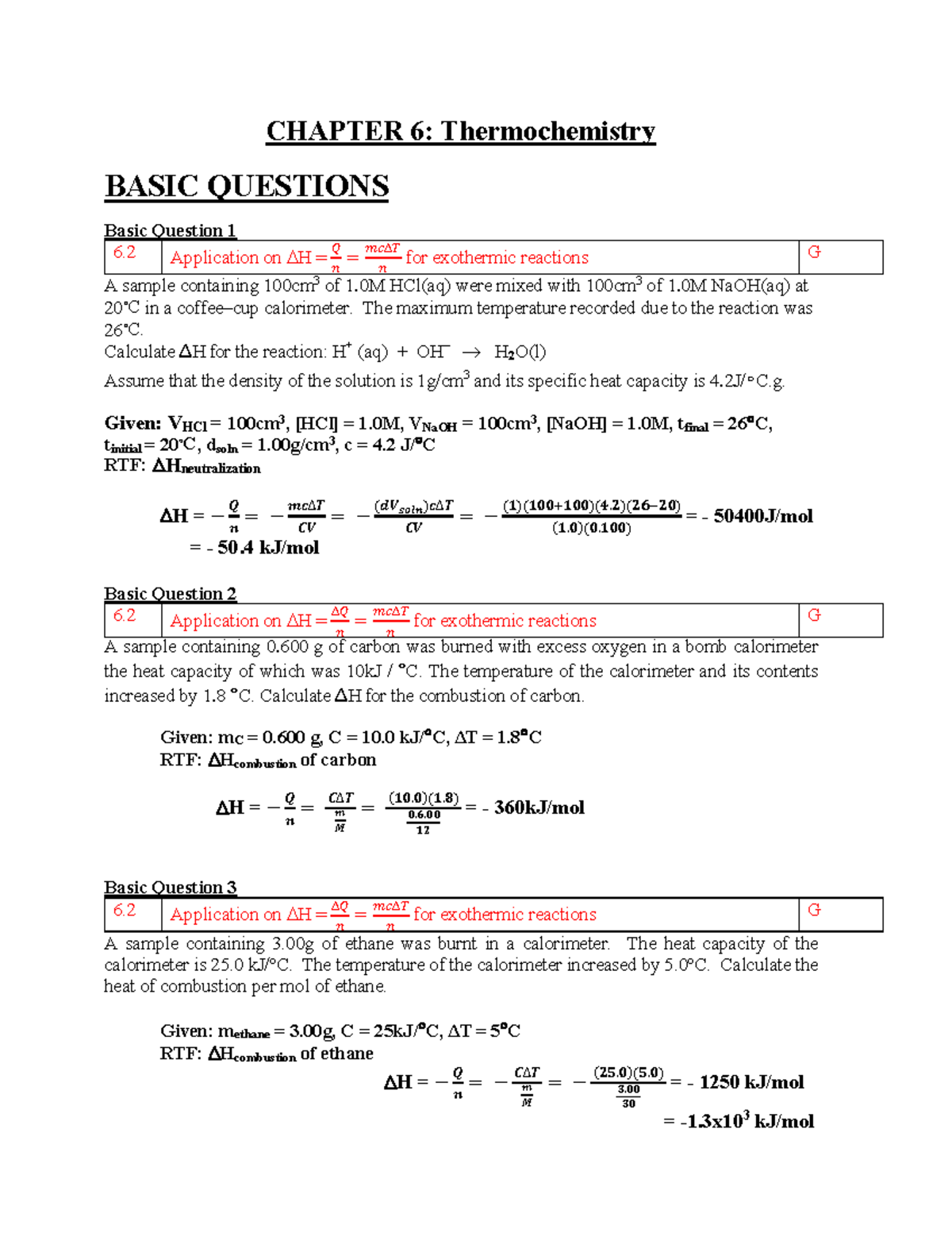 Chemistry level N Chapter 6 BQ-AK 2324 - CHAPTER 6: Thermochemistry ...