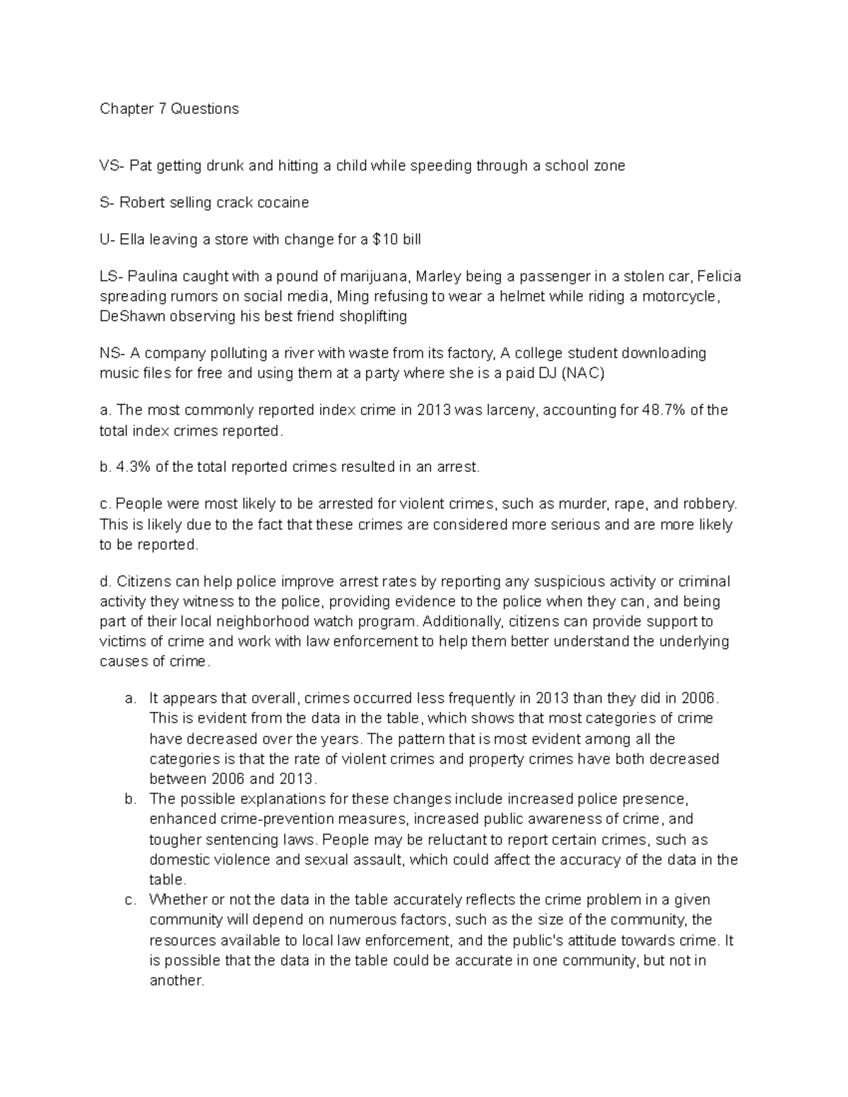 Chapter 7 Questions - worksheet answers - Chapter 7 Questions VS- Pat ...