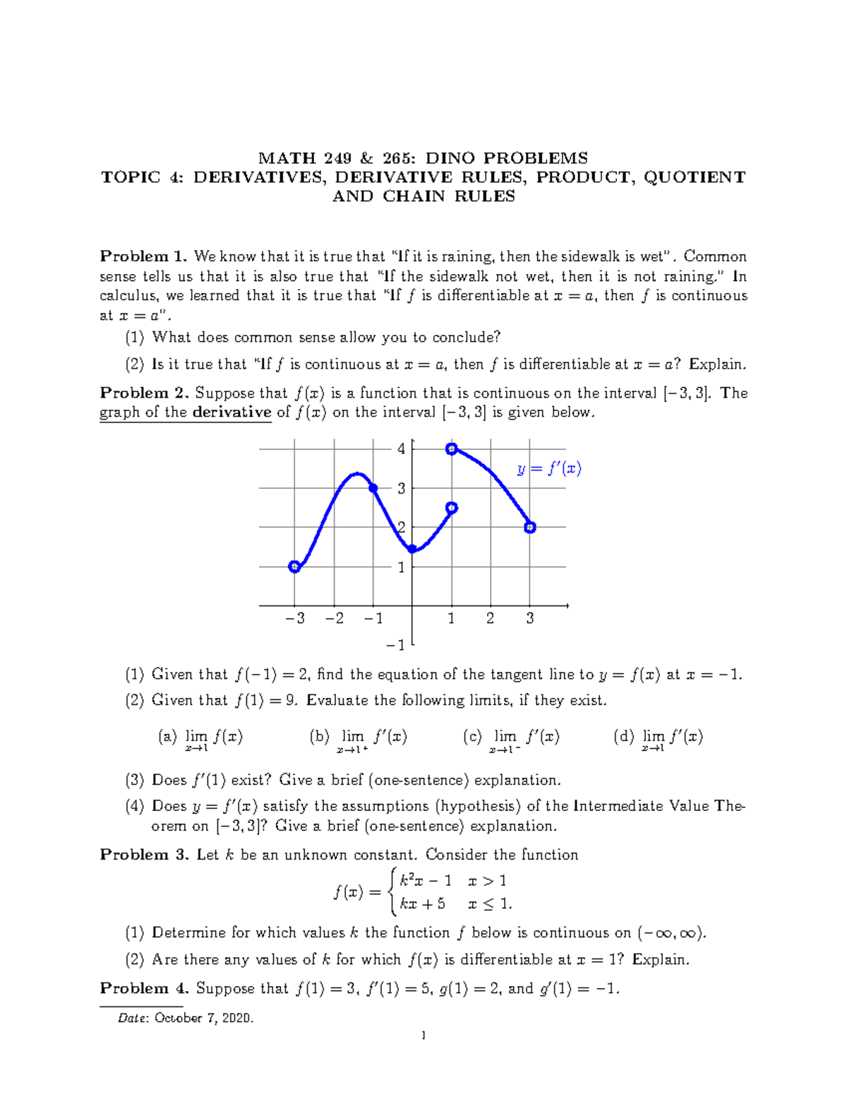 4 derivatives to post - FJKFJK - MATH 249 & 265: DINO PROBLEMS TOPIC 4 ...