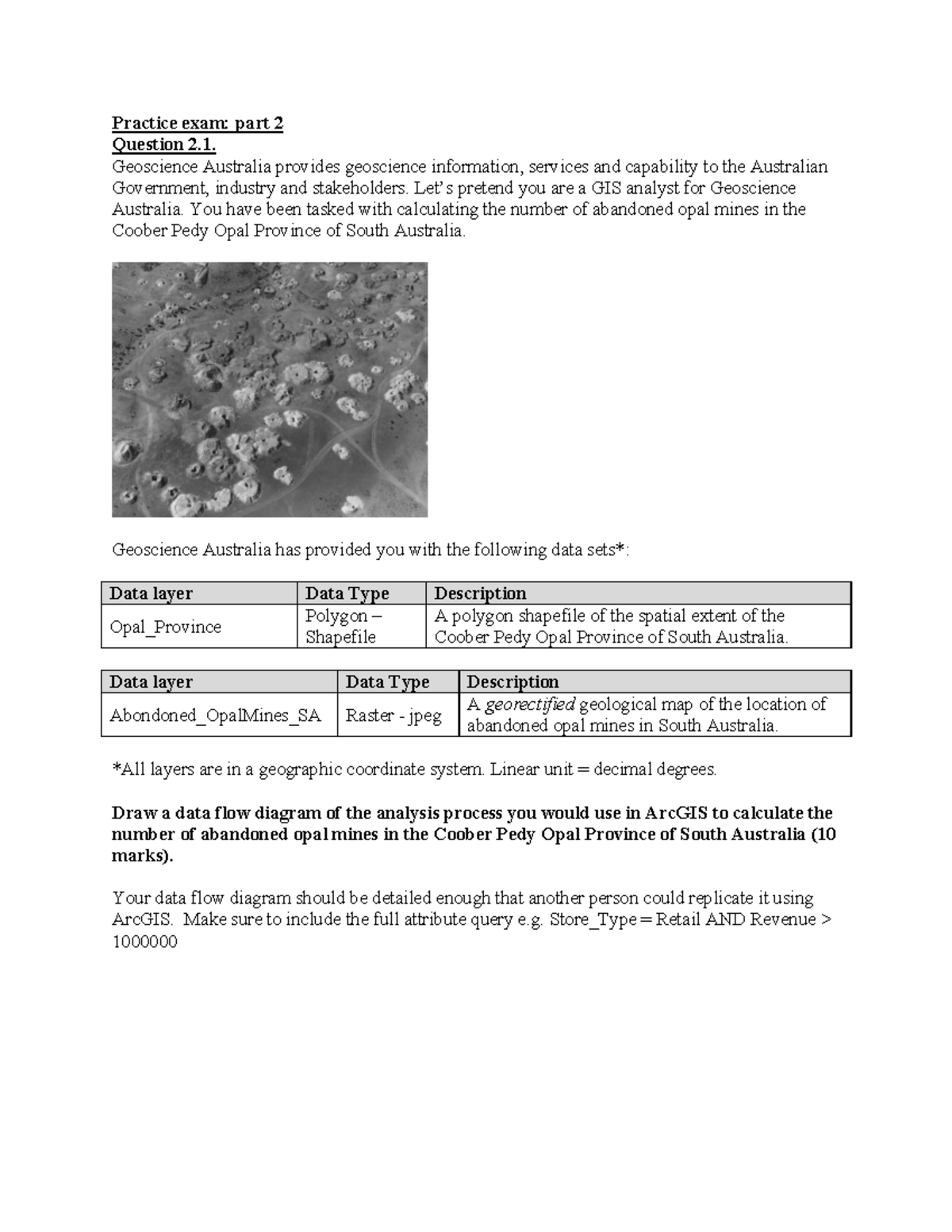 ENVS2364 Practice Assessments Part2 - Practice exam: part 2 Question 2. Geoscience Australia ...