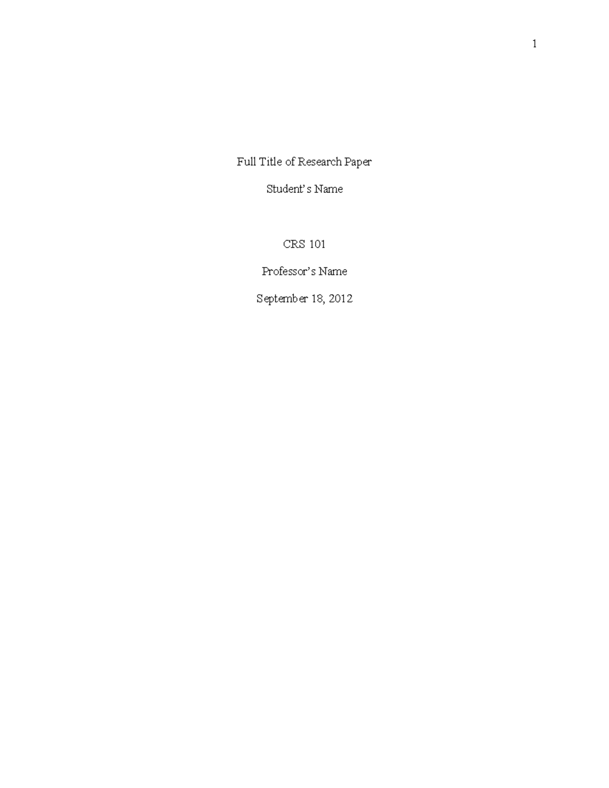 APA Research Paper Template-2 - 1 Full Title of Research Paper Student ...
