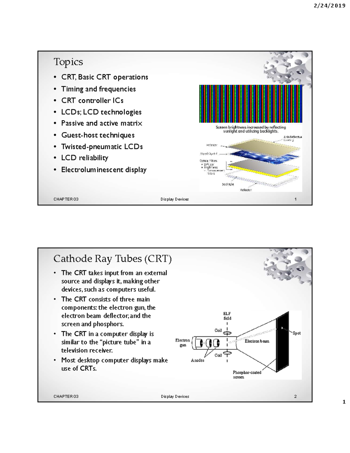 [CSE 3103] LEC 04 - CRT Monitor - Topics CRT, Basic CRT operations ...