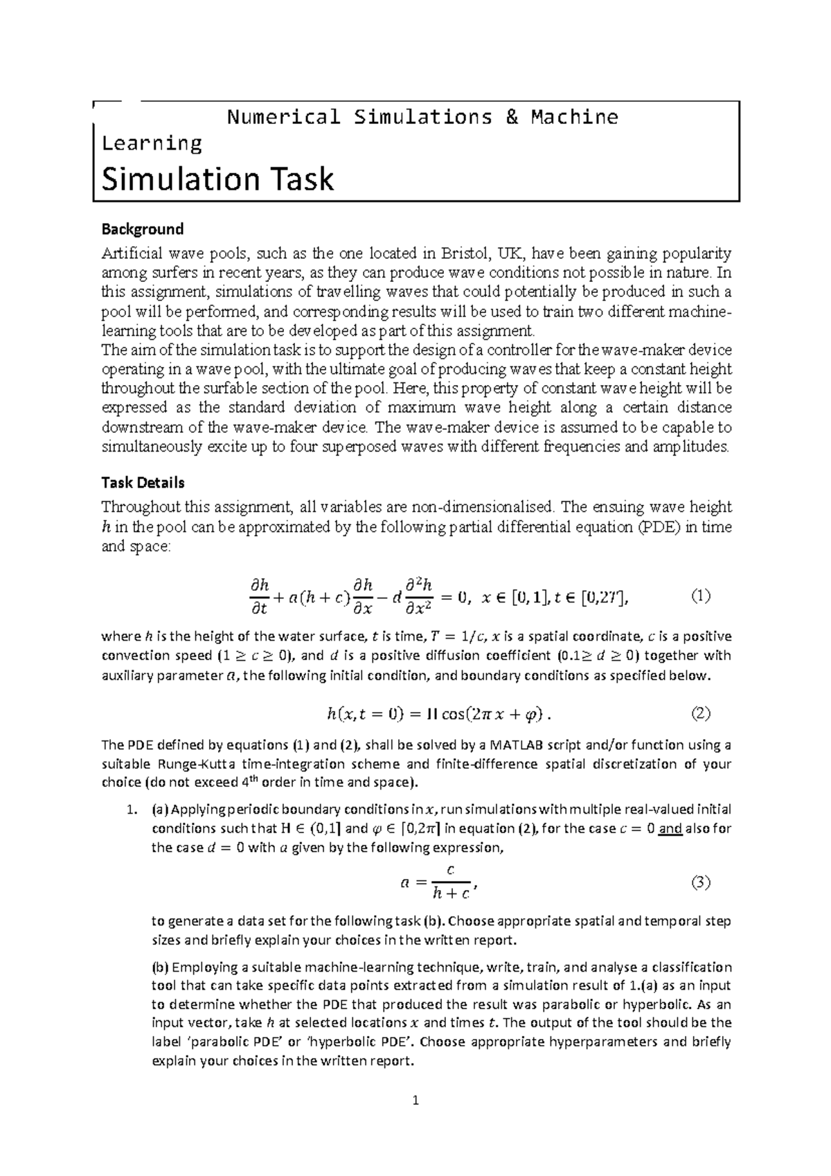 Numerical simulation and machine learning cw - 1 ENG3209 – Numerical ...