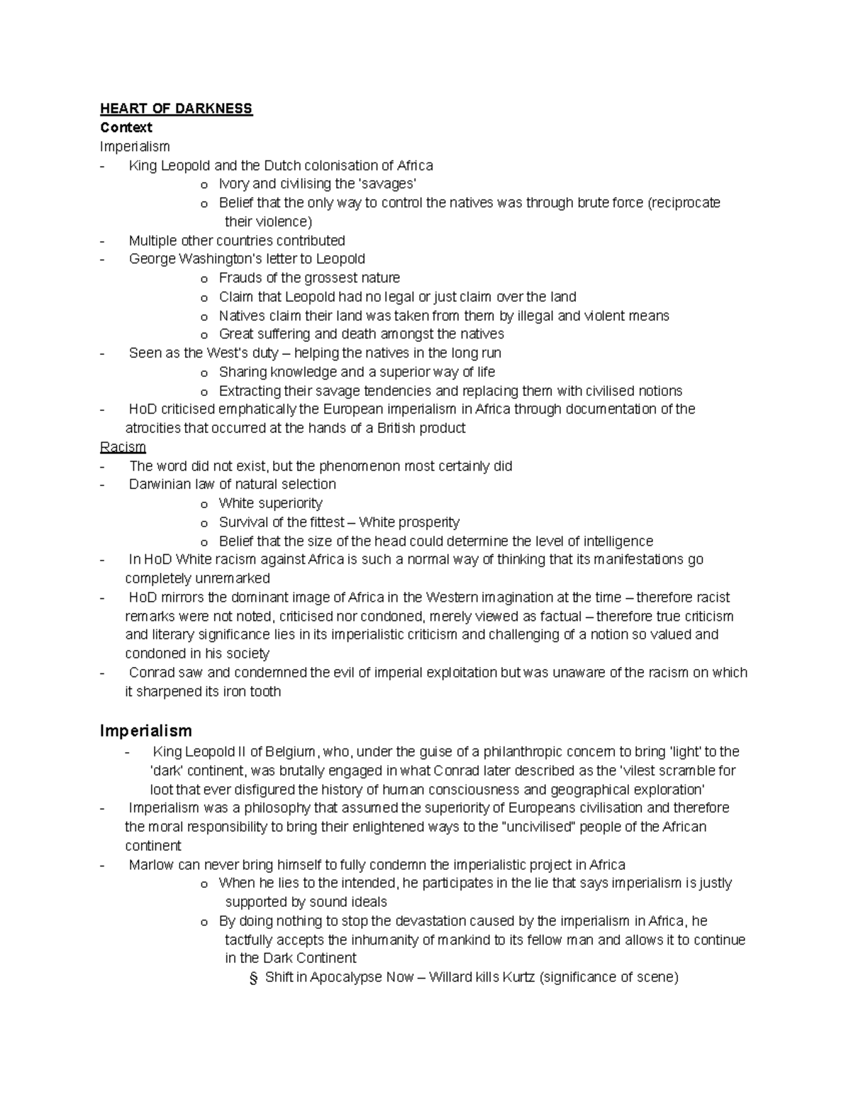 Heart Of Darkness Notes - English Avd - Studocu