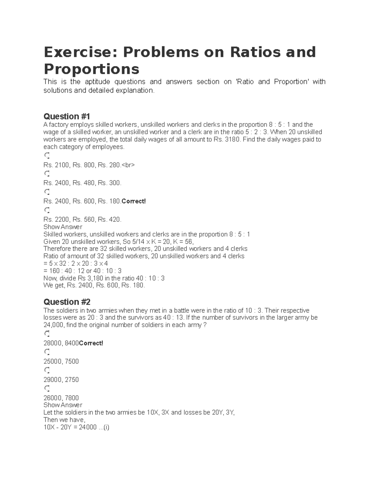 Ratio and proporation - mca - Exercise: Problems on Ratios and ...