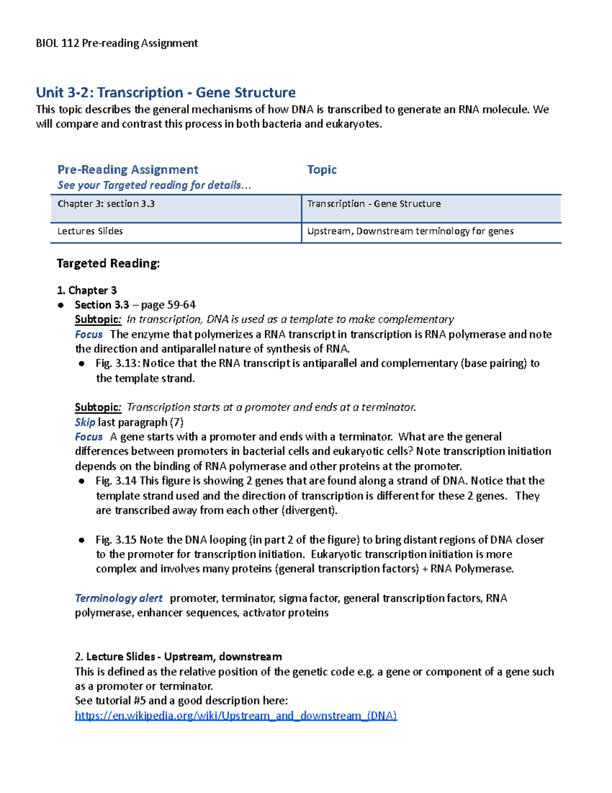 3.2 TRG Transcription - Gene Structure (3ed) Student - BIOL 112 Pre ...