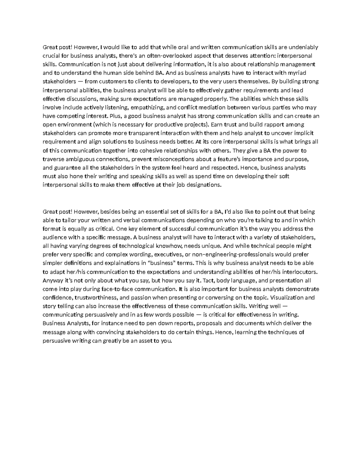 Great po17 - good work to share with others - Great post! However, I ...