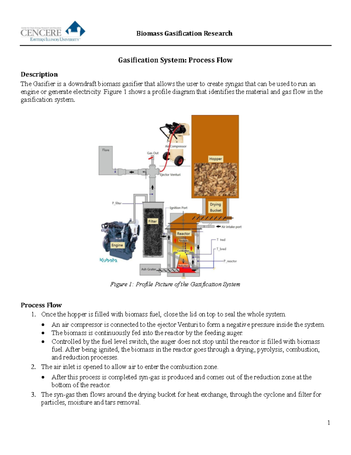 Gasification system process flow - 1 Biomass Gasification Research ...
