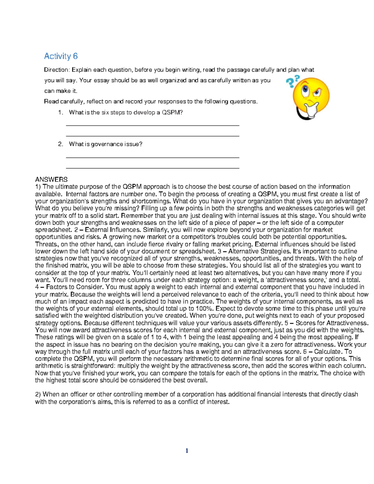 Activity 6stm - 1 Activity 6 Direction: Explain each question, before ...