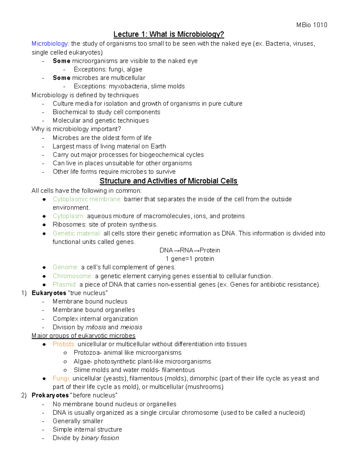 Lecture 1 What is Microbiology - Lecture 1: What is Microbiology ...