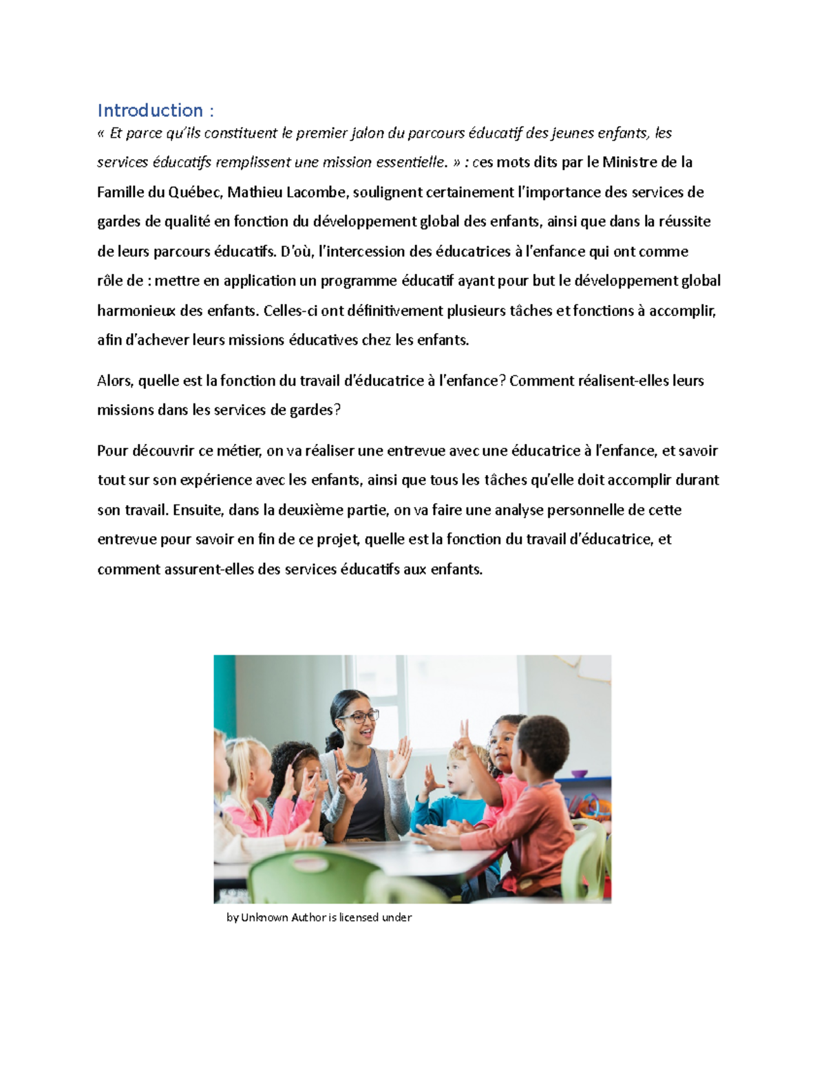 Exemple Intro / Conclusion Projet - Introduction : « Et parce qu’ils ...