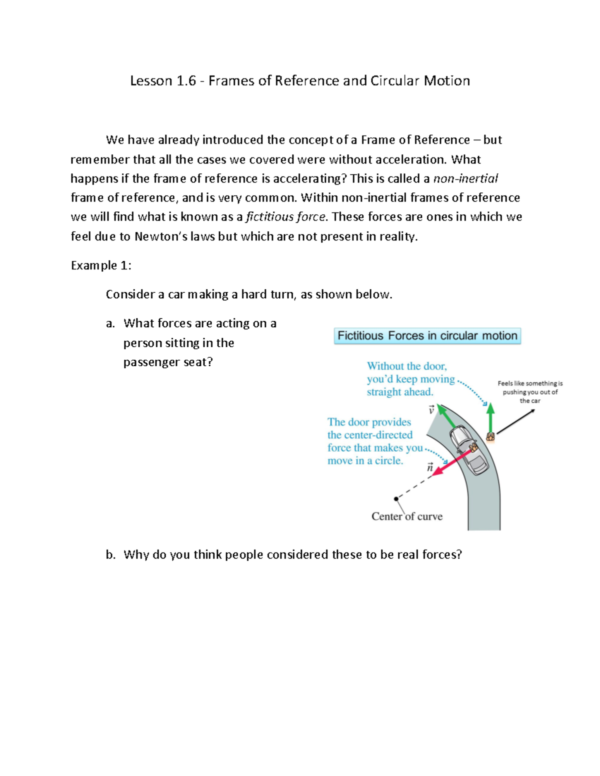 Lesson 1.6 - Frames of Reference and Circular Motion - What happens if ...