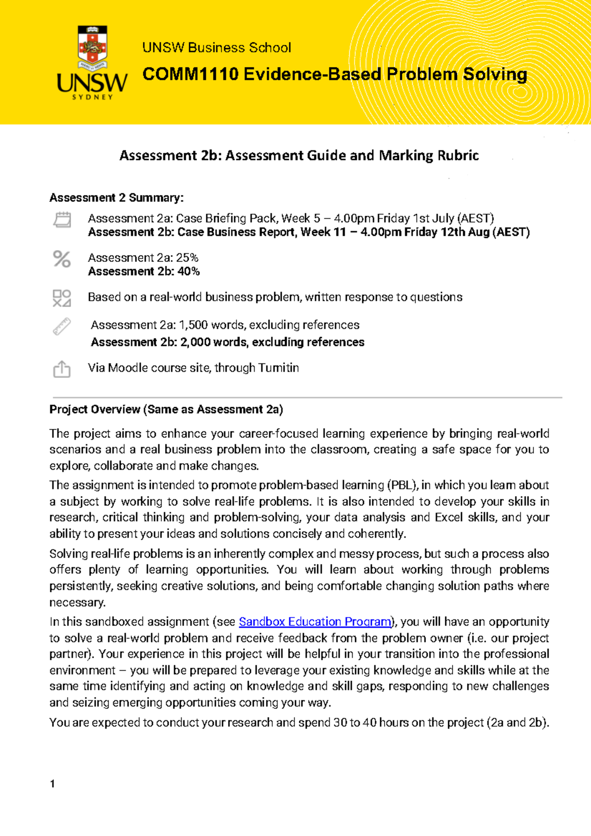 COMM1110 - Assessment 2b Guide and Marking Rubric 2022T2 - UNSW Business School COMM1110 - Studocu