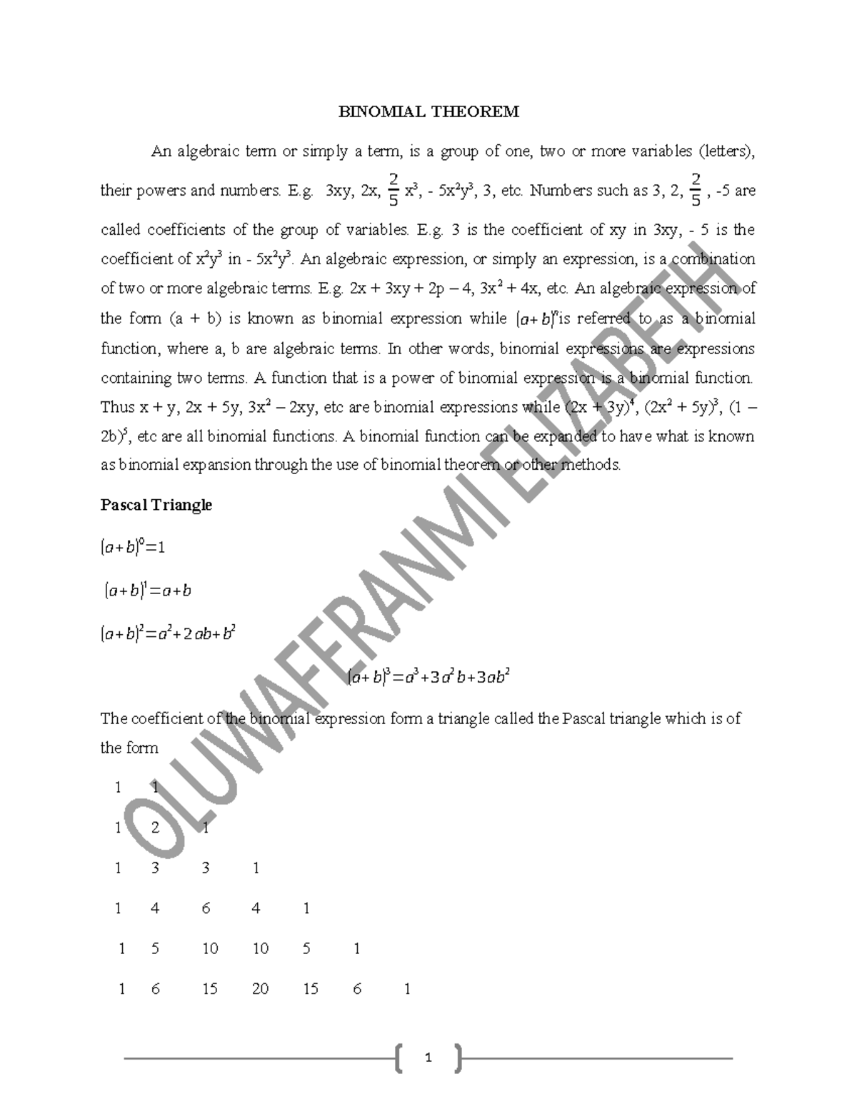 Binomial Theorem and Complex Number System 1222 - ####### BINOMIAL THEOREM An algebraic term or ...