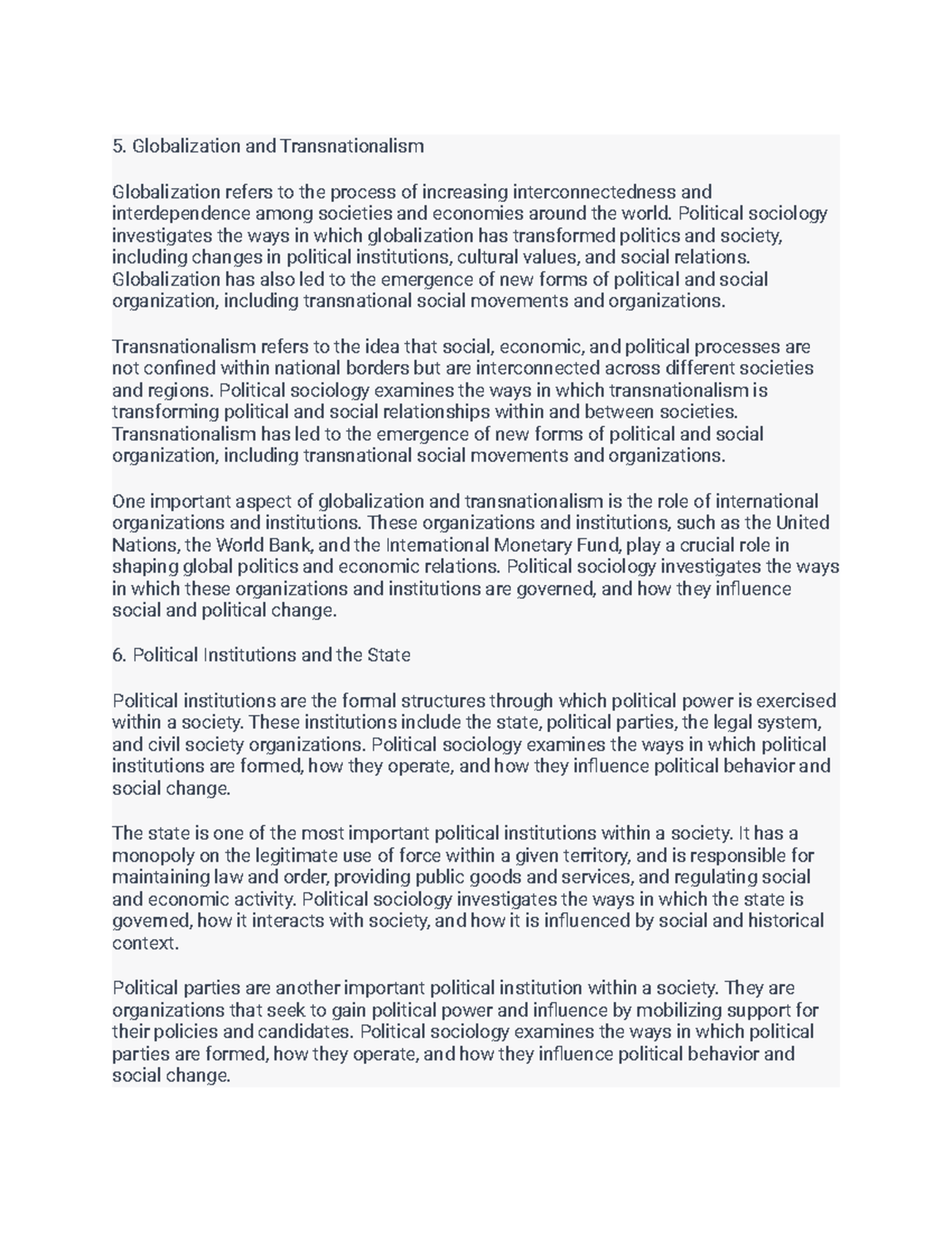 Political Sociology 5-6 - Globalization and Transnationalism ...