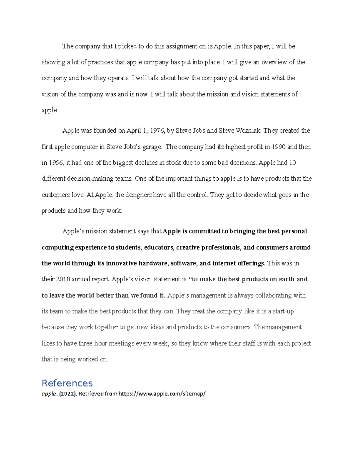 Apple paper module 2 - The company that I picked to do this assignment ...